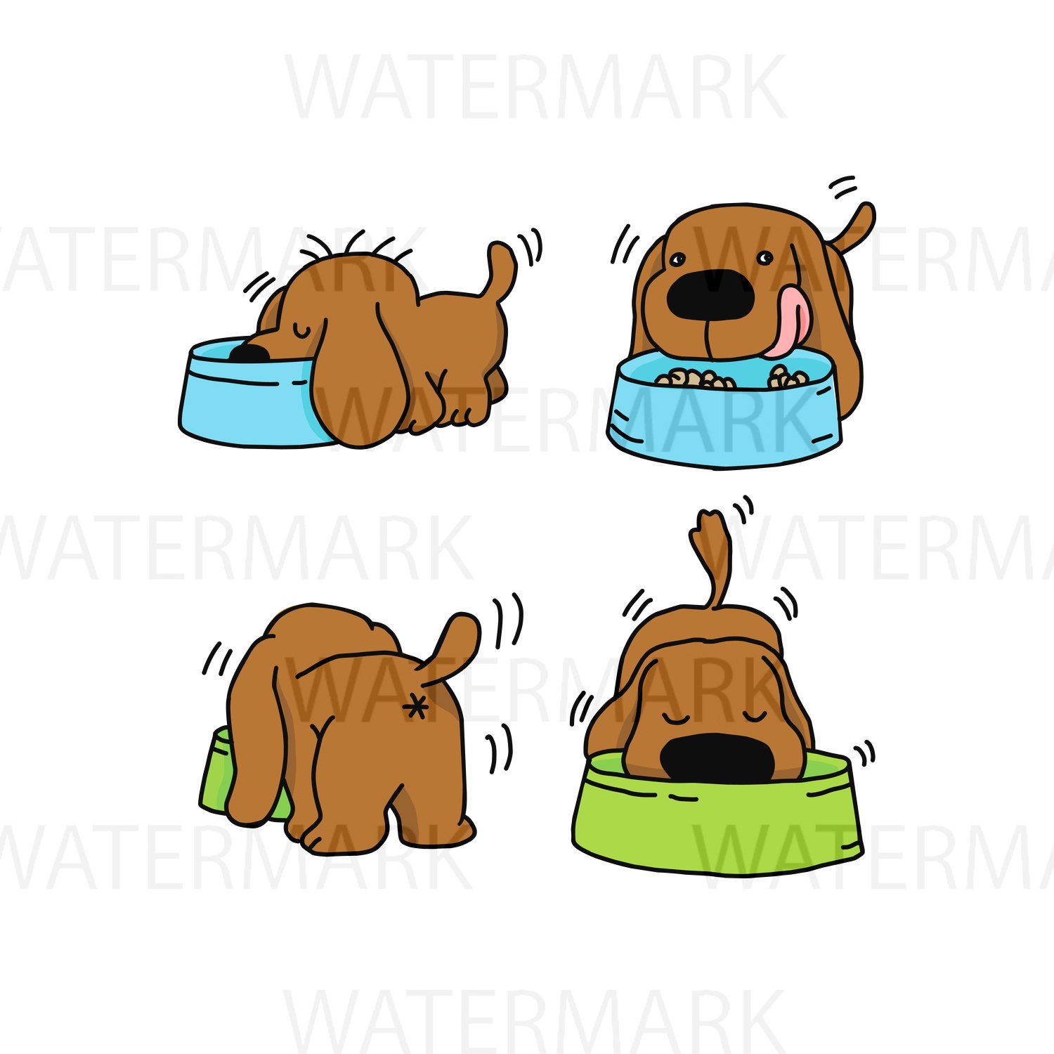 Four Dogs Eating food Color version - SVG/JPG/PNG - Hand Drawing (63854 ...