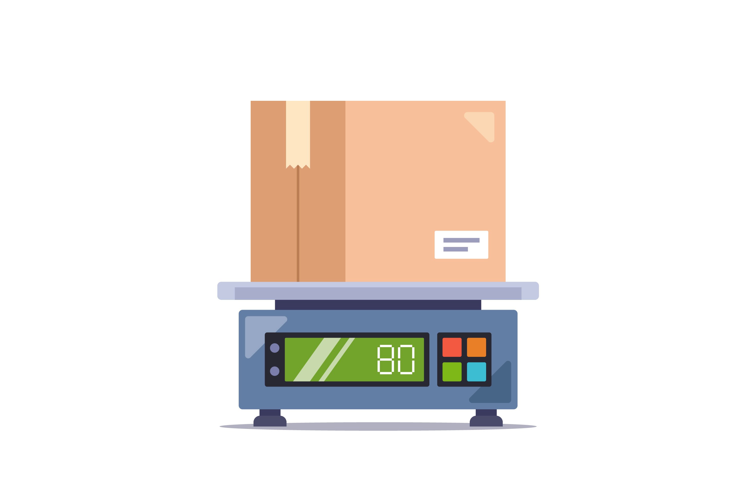 weigh the parcel in a cardboard box on an electronic scale. (993588 ...