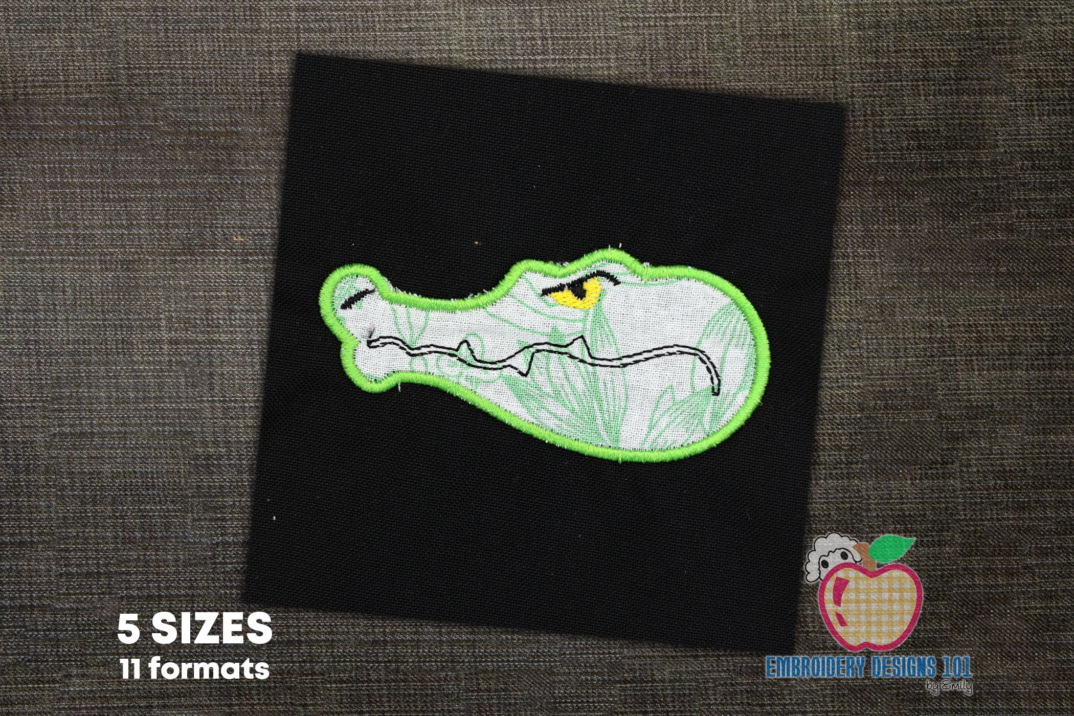 Alligator Head Applique (991977) | Embroidery Designs | Design Bundles
