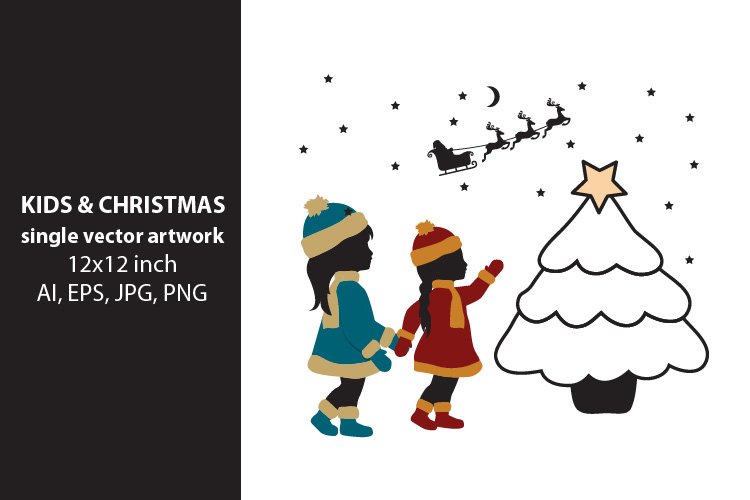 Kids and Christmas - single vector artwork (1028592) | Elements ...