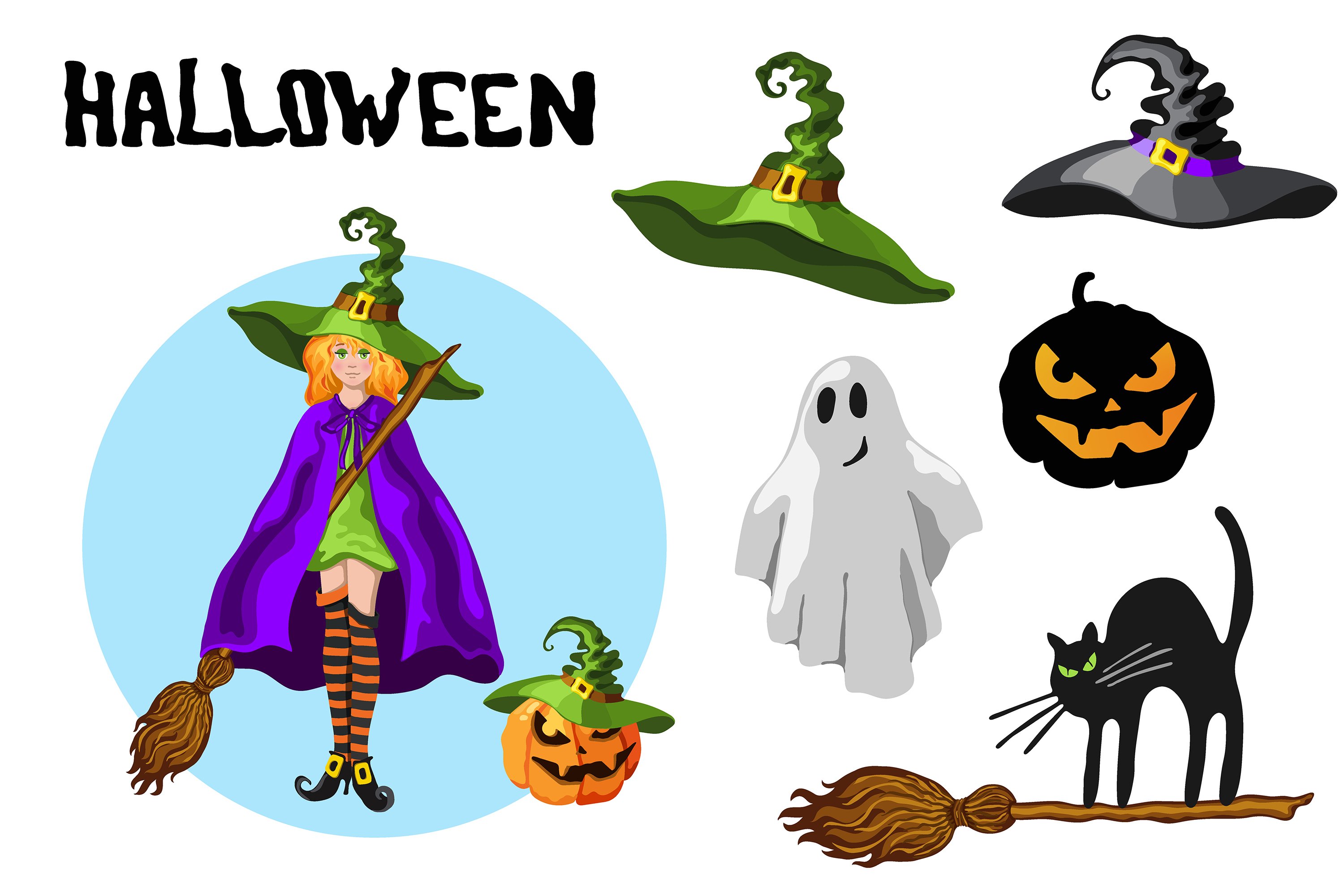 Halloween cartoon graphic set - 30 in 1 PNG, EPS, PDF, JPEG (139334 ...