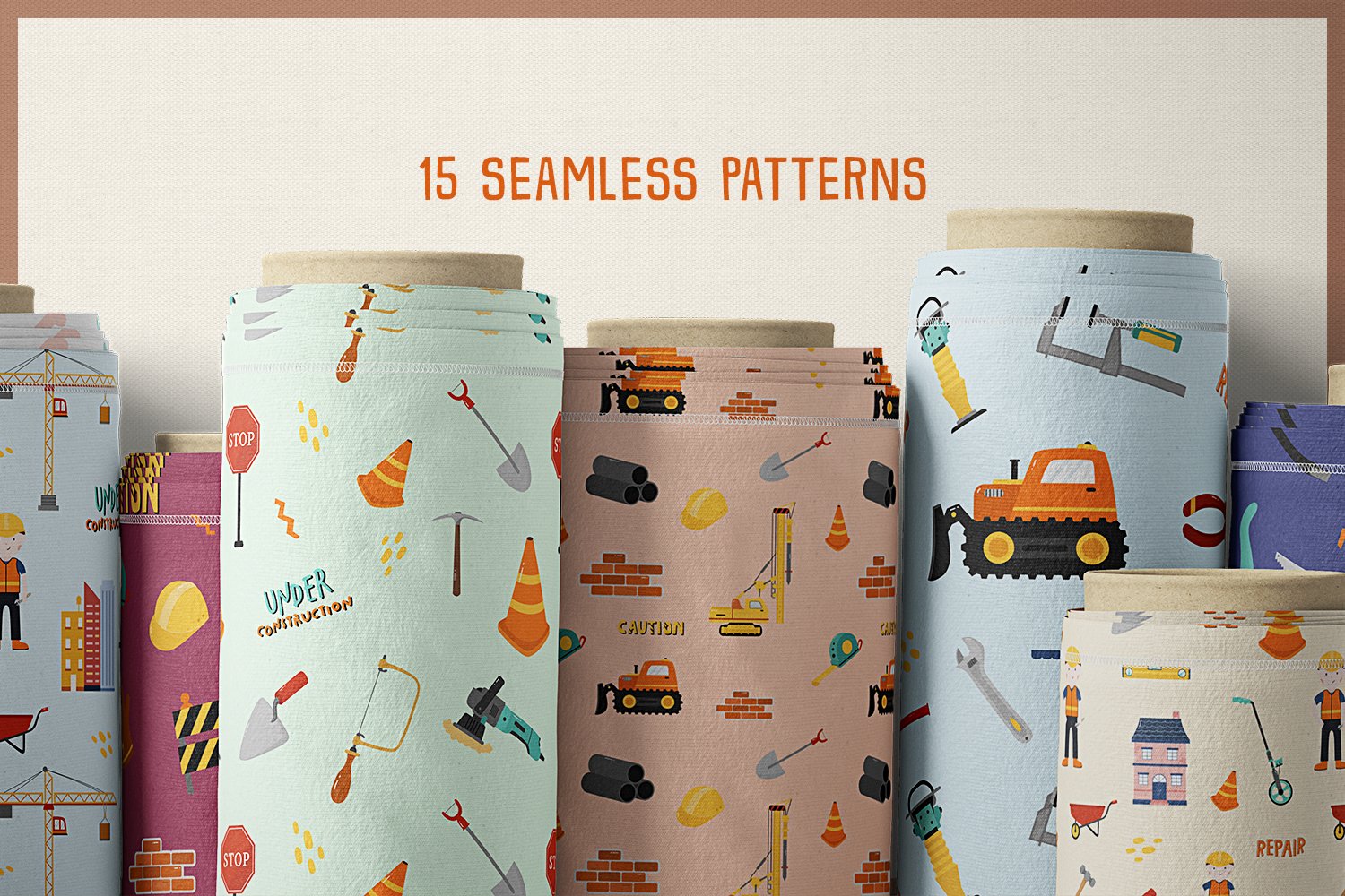 Construction Vector Clipart and Seamless Pattern