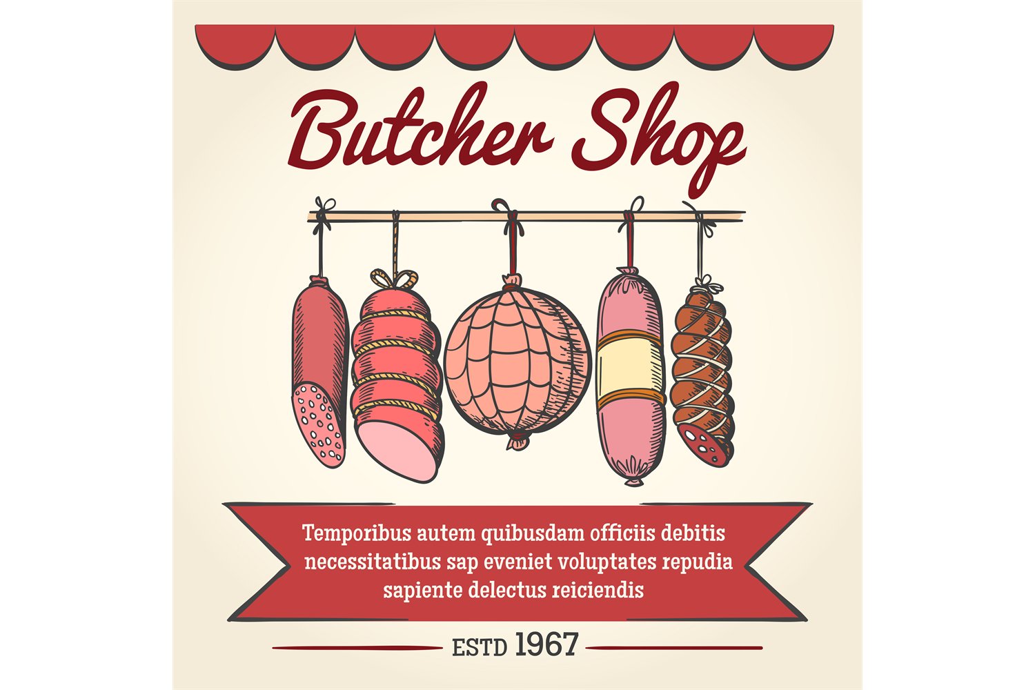 Butcher shop poster (1193750) | Illustrations | Design Bundles