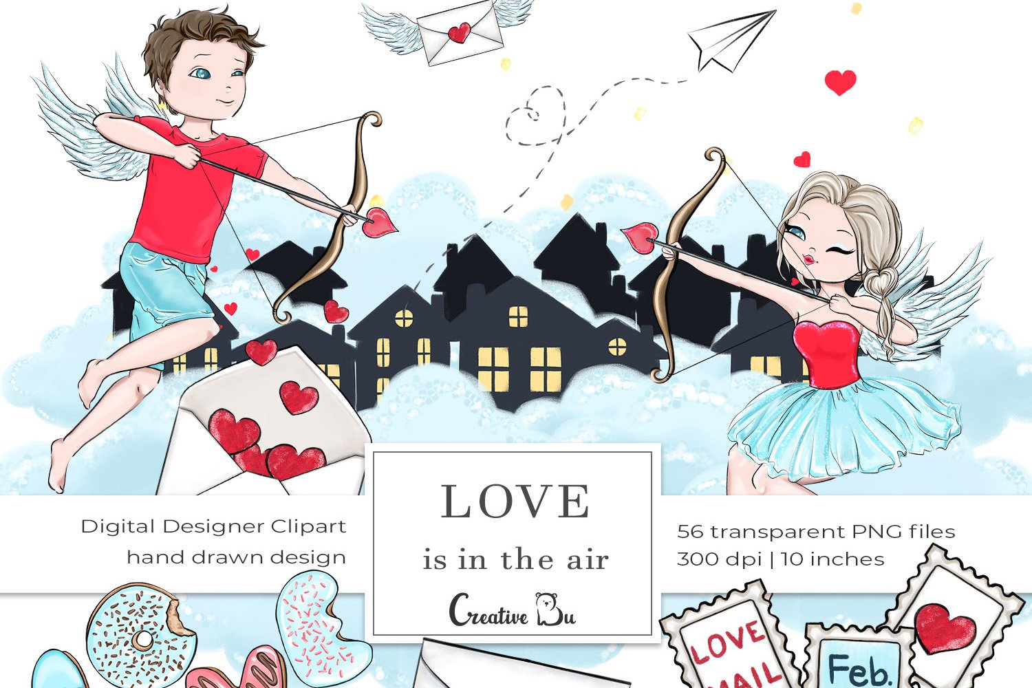 Love is in the air - Clipart (389311) | Illustrations | Design Bundles
