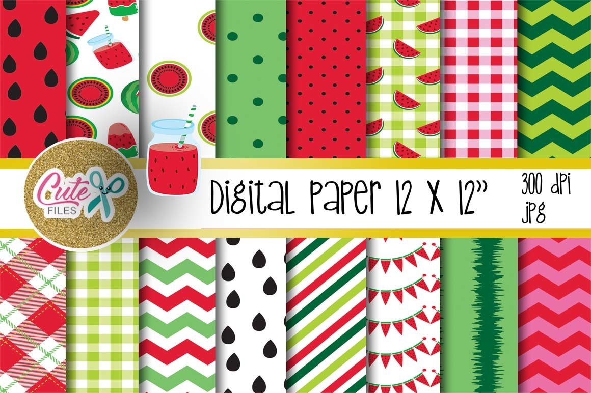Watermelon red digital paper (235140) | Papers | Design Bundles