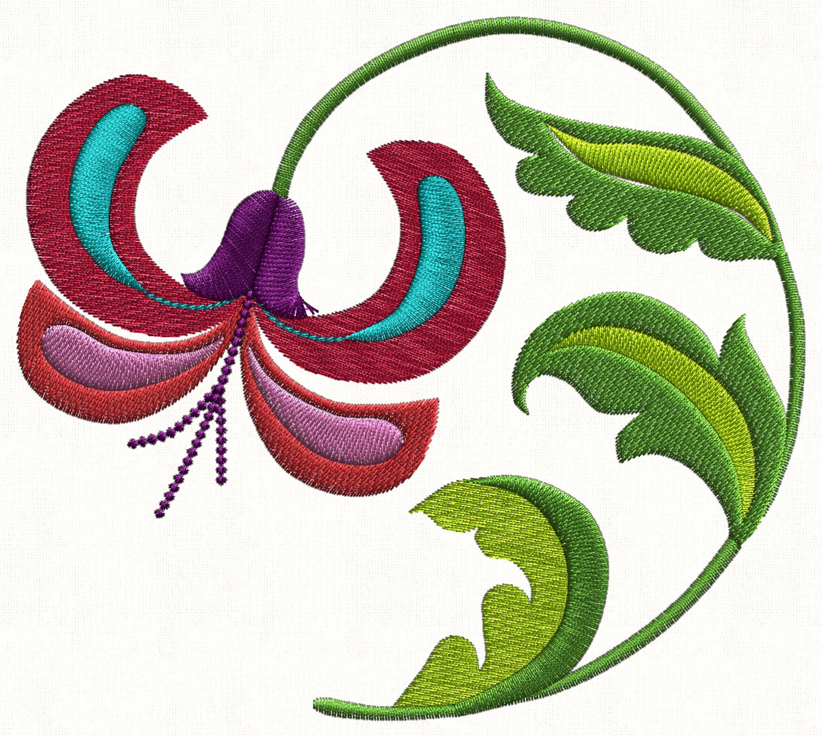 Spring Jacobean Flowers (70977) | Embroidery | Design Bundles