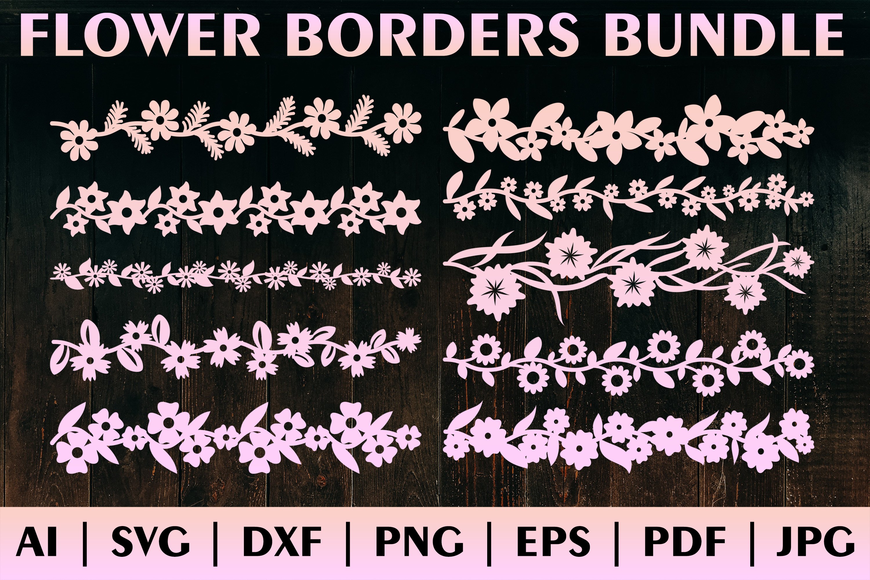 Flower Borders SVG, Decorative Floral Border SVG, Flower SVG