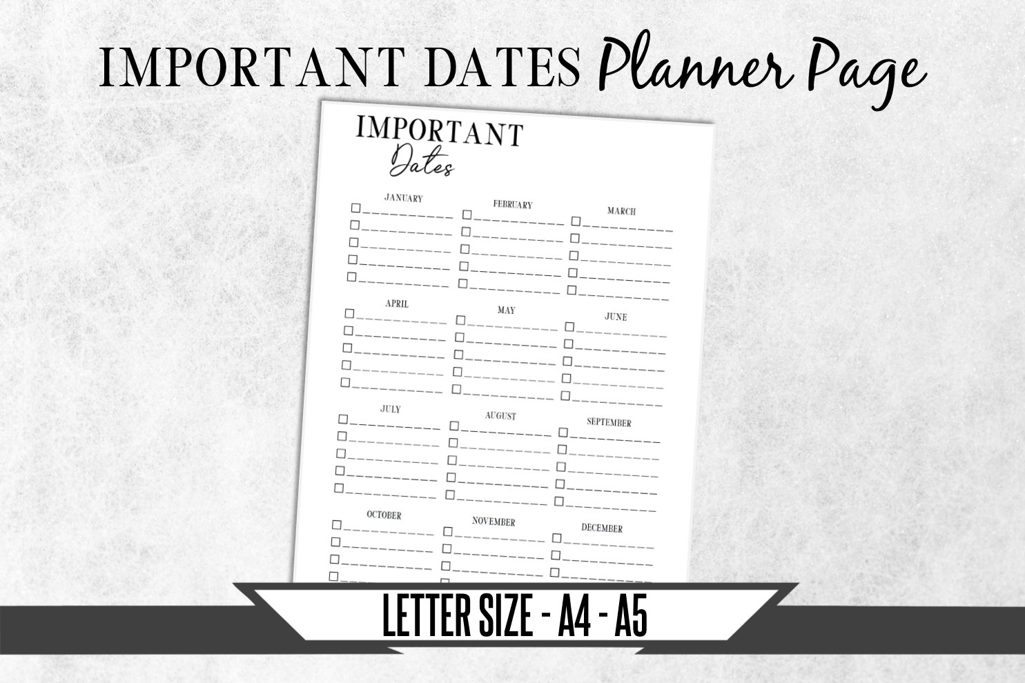 Important Days Tracker Printable Planner Page