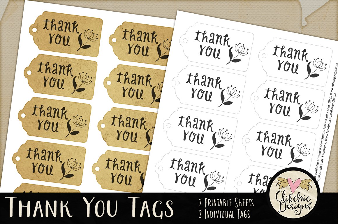 Printable Thank You Tags (84538) | Labels | Design Bundles