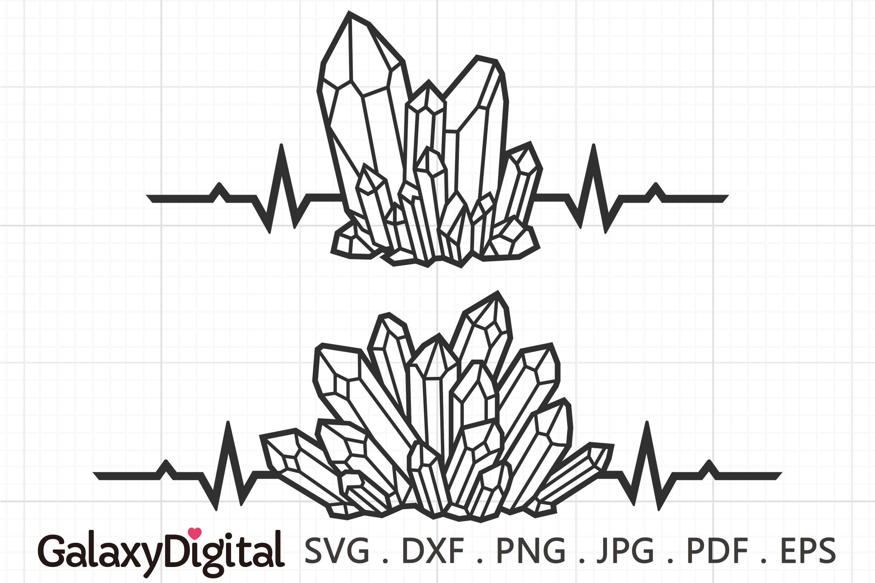 Heartbeat Crystal SVG, Crystal Cluster SVG, Gem SVG (1021823) | Cut ...