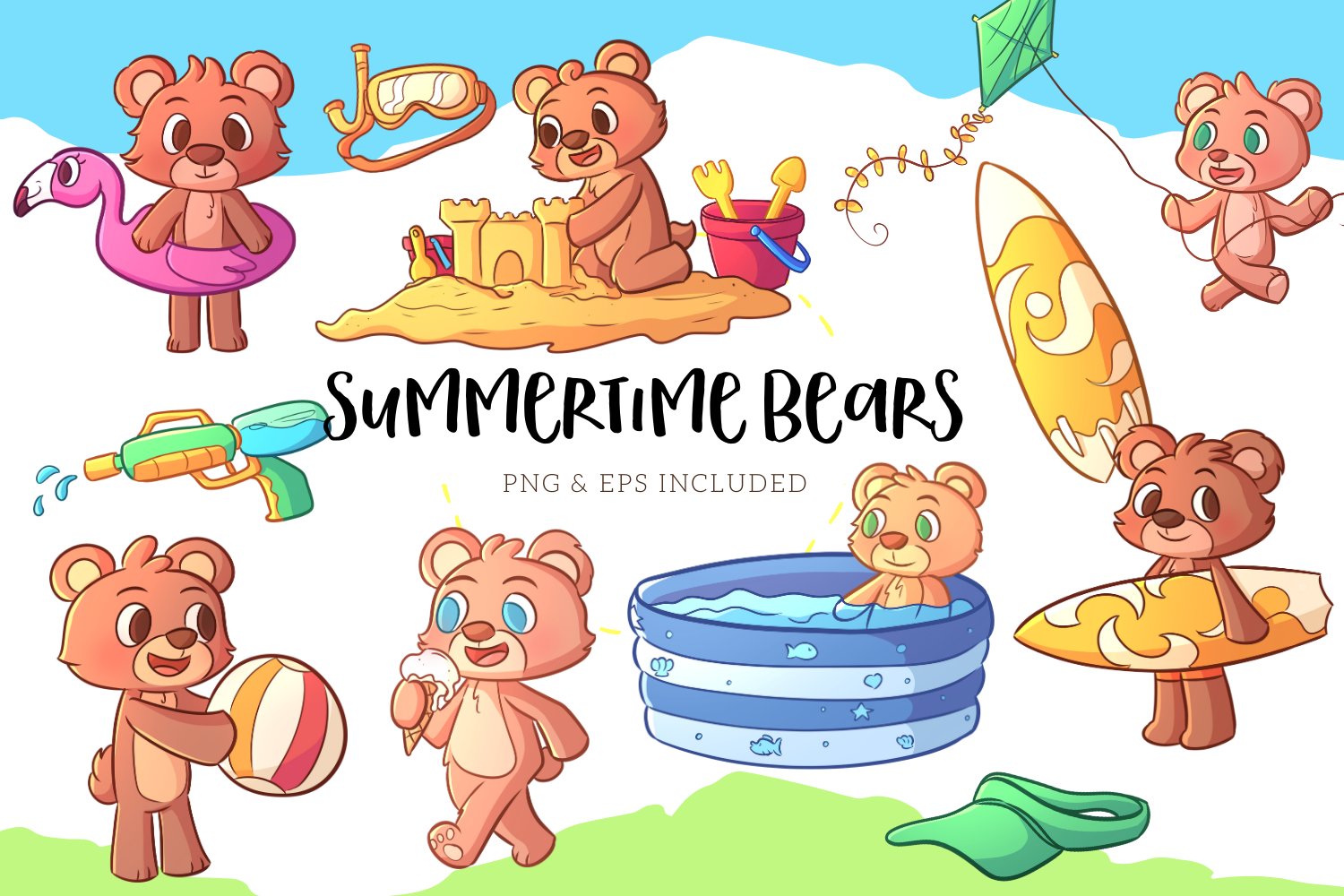 Summertime Bear Illustrations