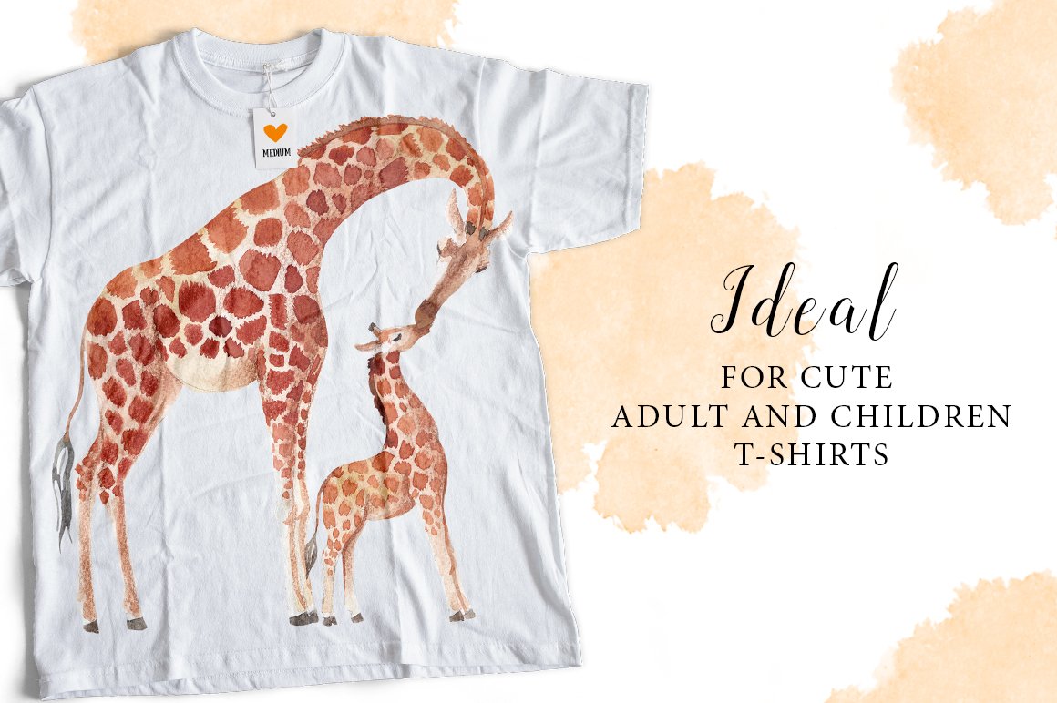 Giraffe love - watercolor set (28011) | Illustrations | Design Bundles