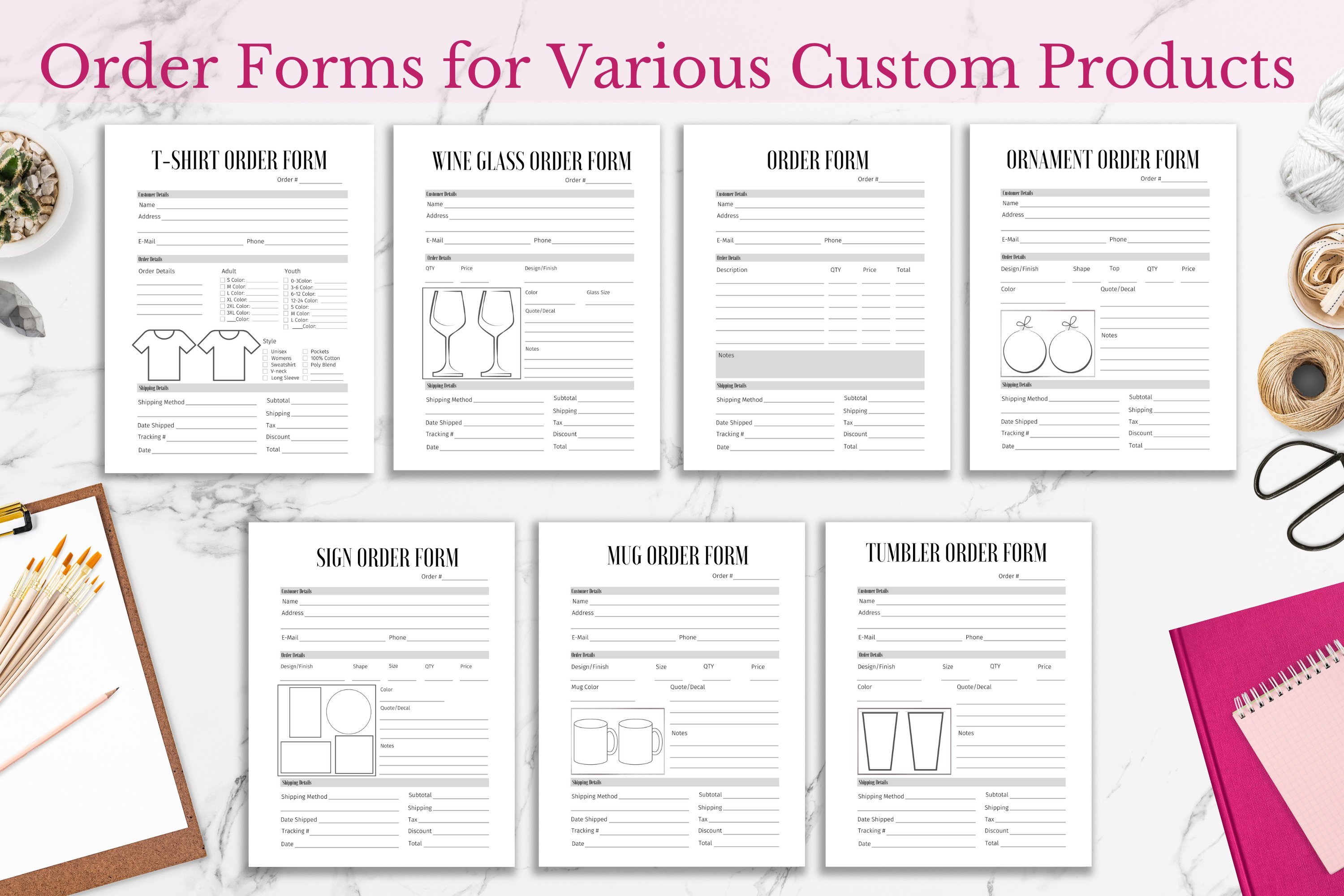 Crafters Business Bundle, Order Forms and Trackers (1105252) | Inserts ...