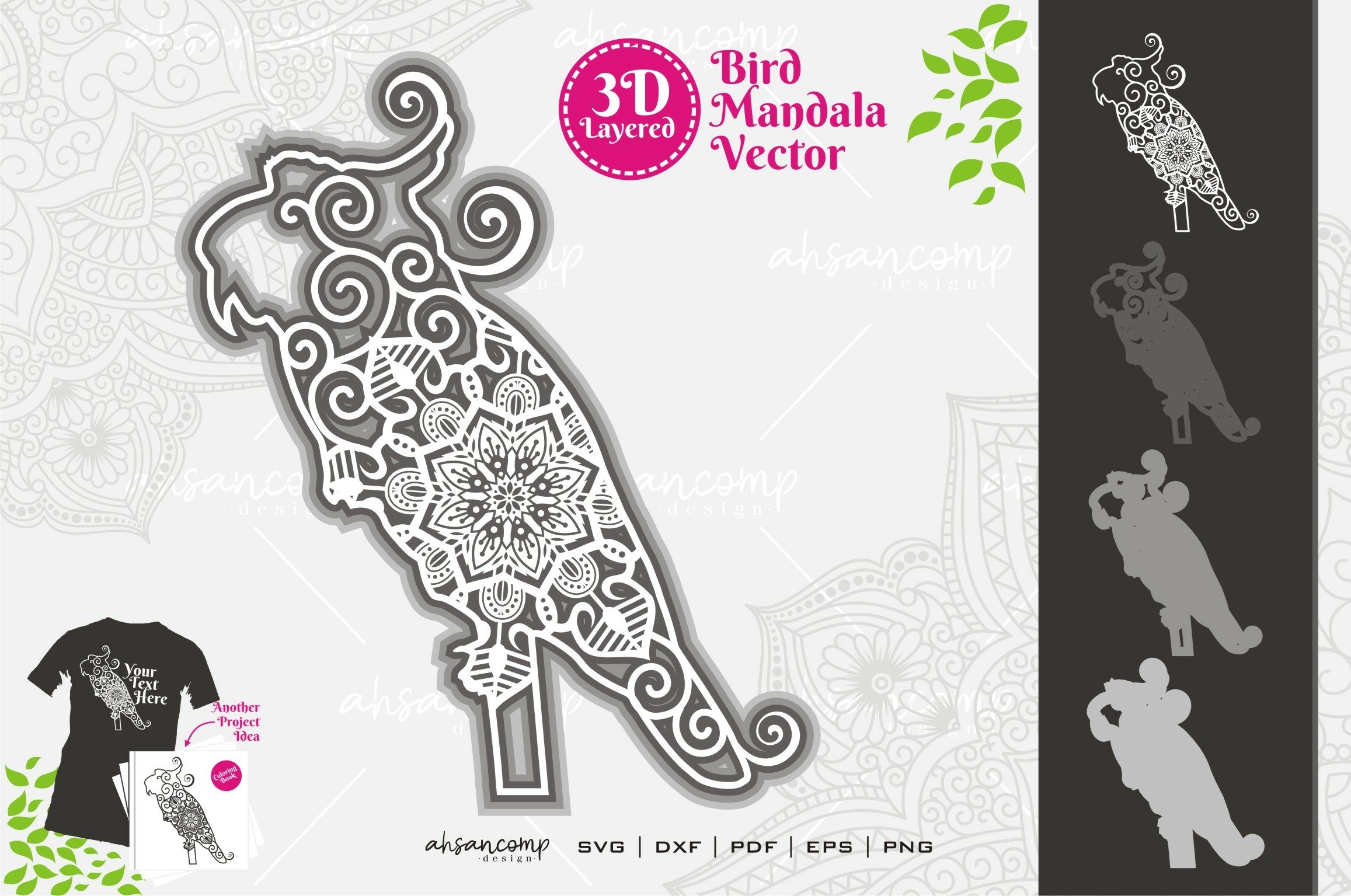 Cockatoo Mandala #6 SVG 3D Layered (1300437) | SVGs | Design Bundles