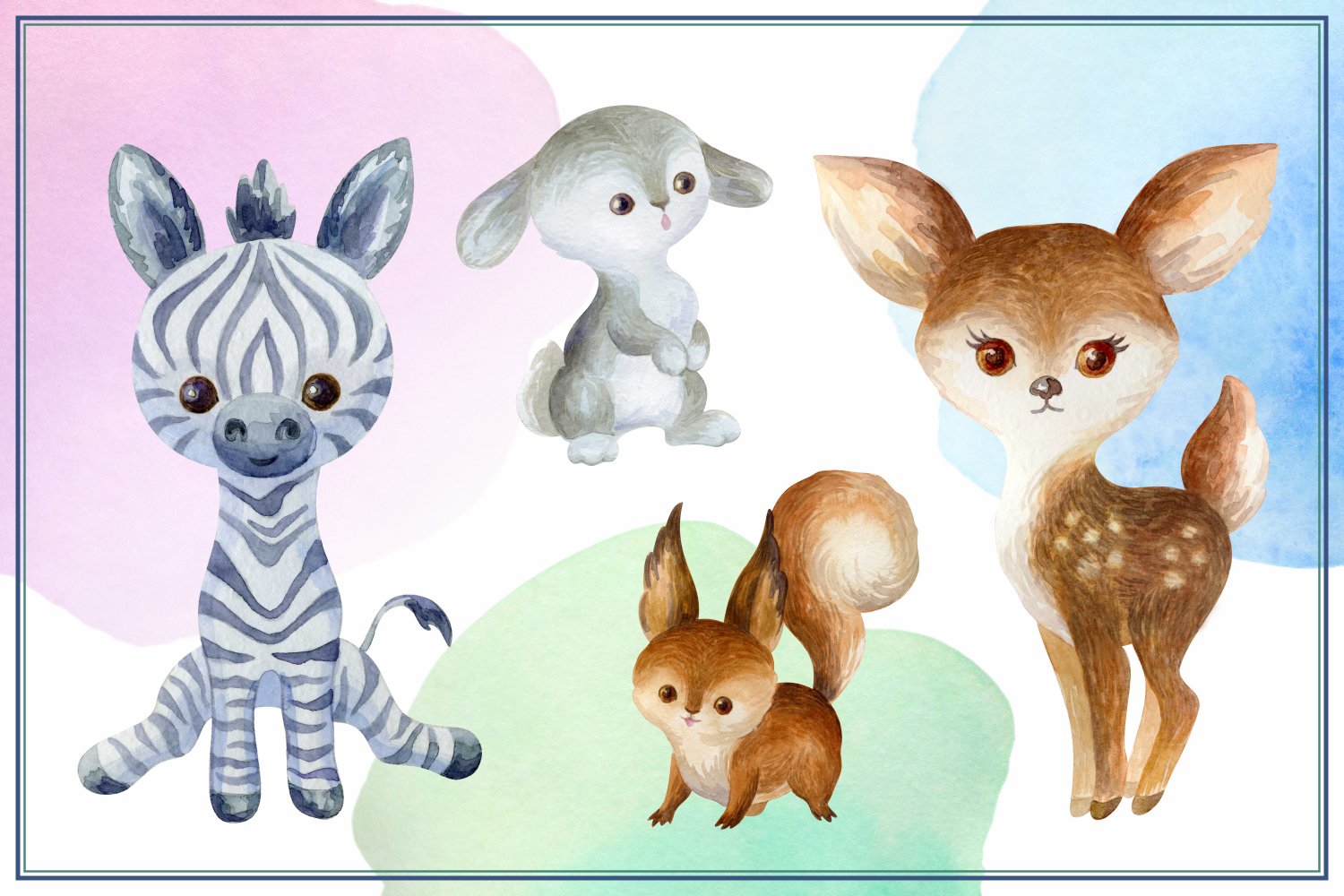 Baby Animals Bundle. Watercolor clip arts (516234) | Illustrations ...