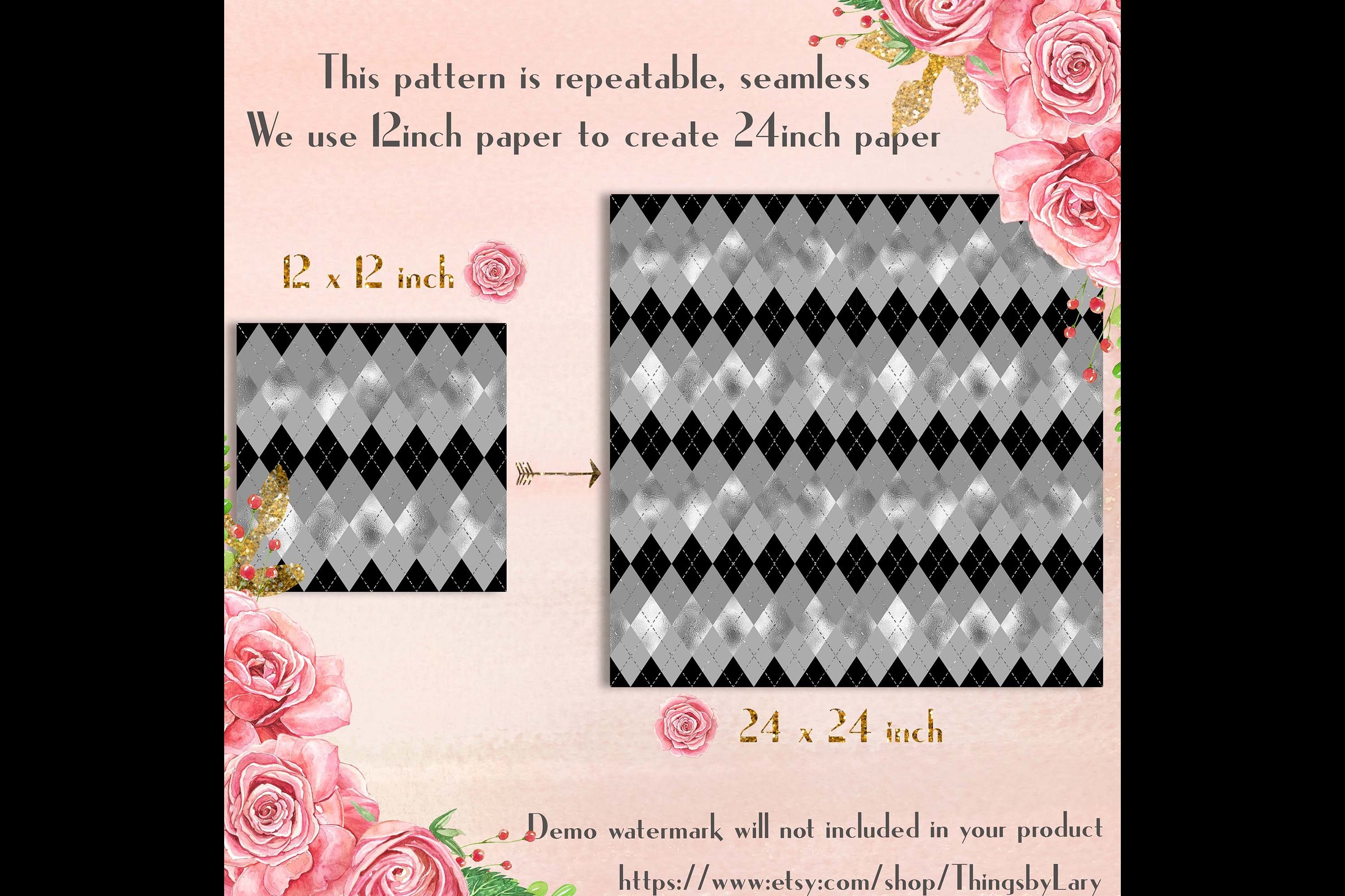 30 Seamless Black Silver Foil Basic Home Decor Print Pattern (408588 ...