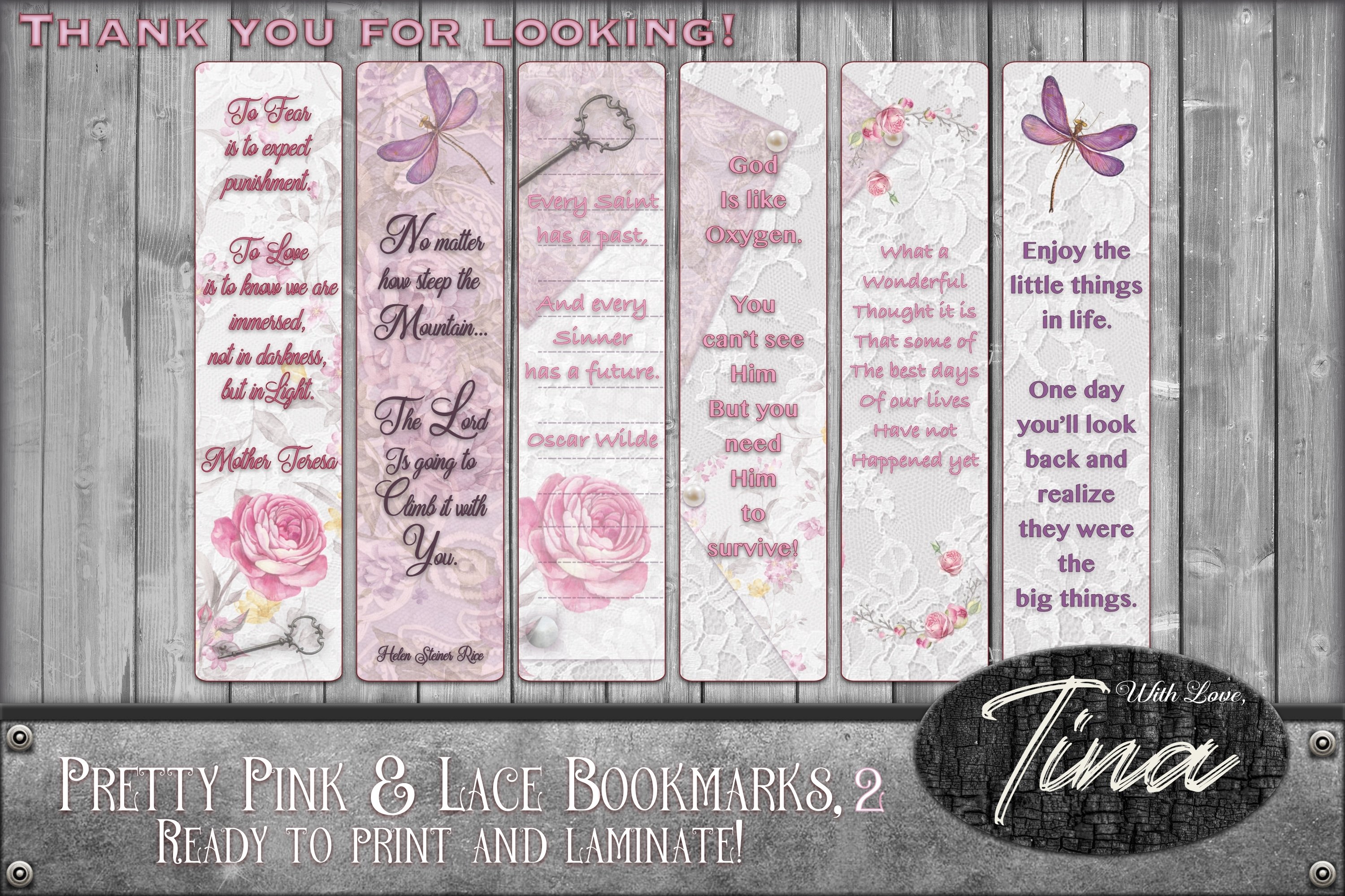 Pretty Pink & Lace Bookmarks Pack 2 Inspirational (152953) | Other ...