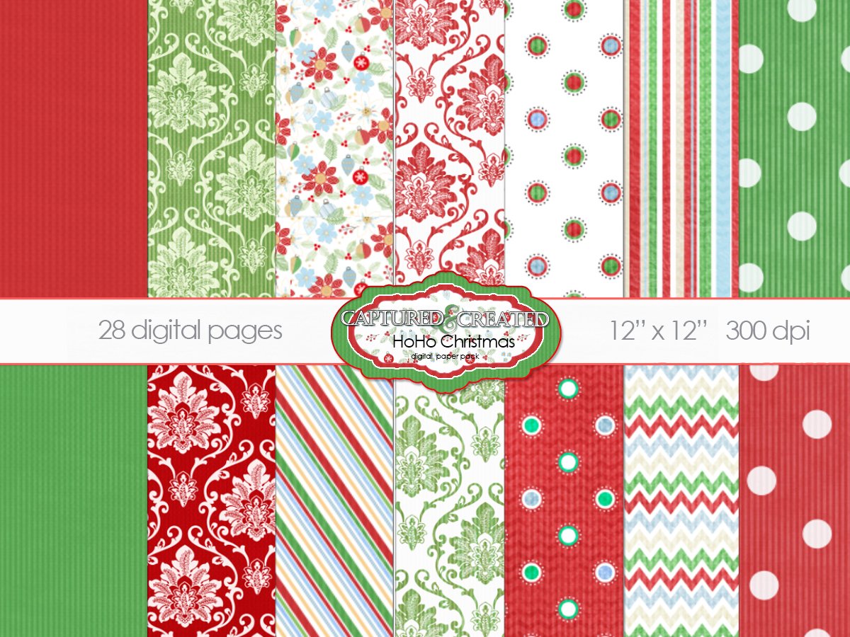 Ho Ho Christmas Giant Mega 28 Digital Paper Pack (102987) | Backgrounds ...