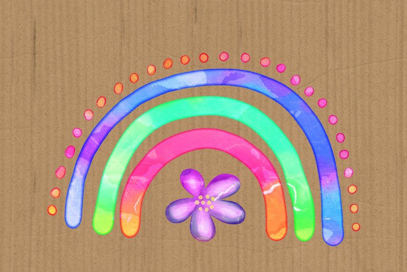 Watercolor Rainbow Doodle Weather Design Element (758164 ...