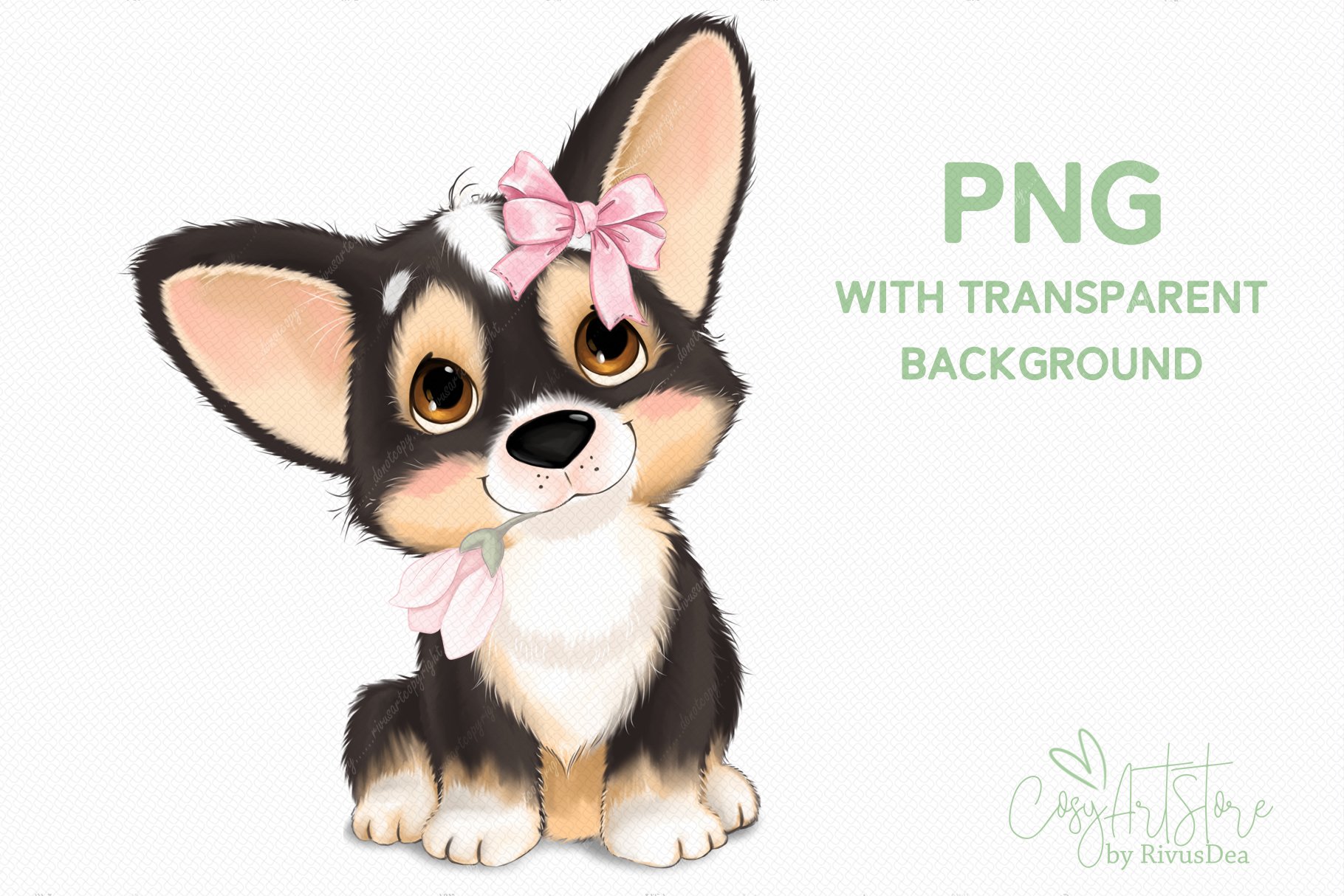 Corgi dog PNG clipart. Corgi girl puppy with bow Download. (533021 ...