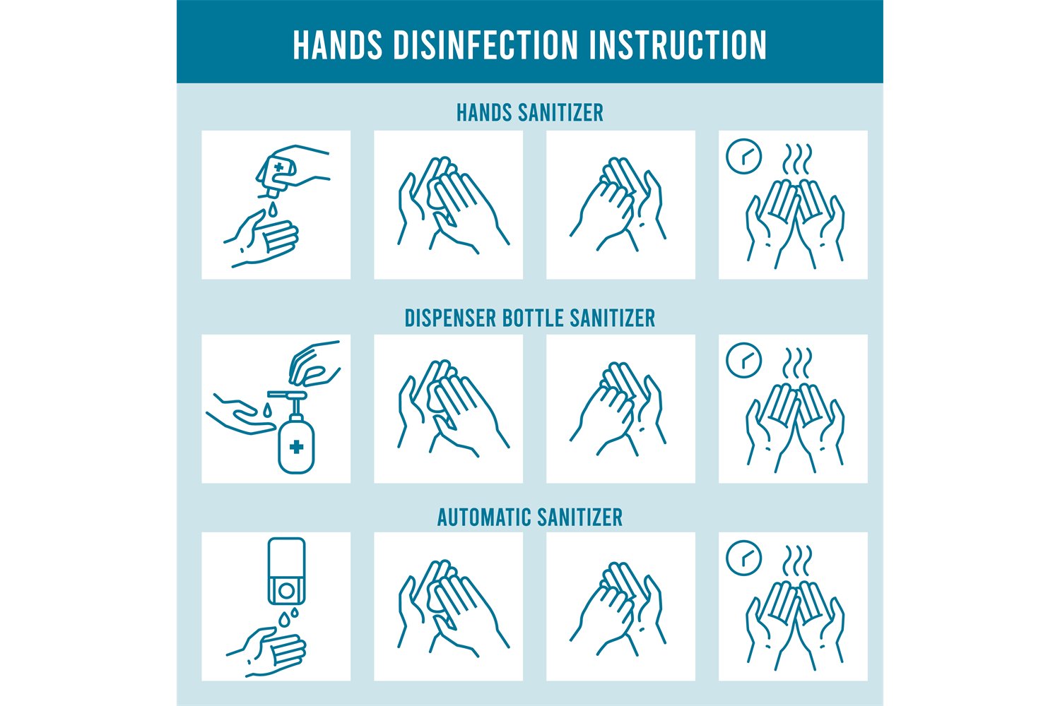 Hands disinfection instruction. Clean hand, hygiene and heal (1018704 ...