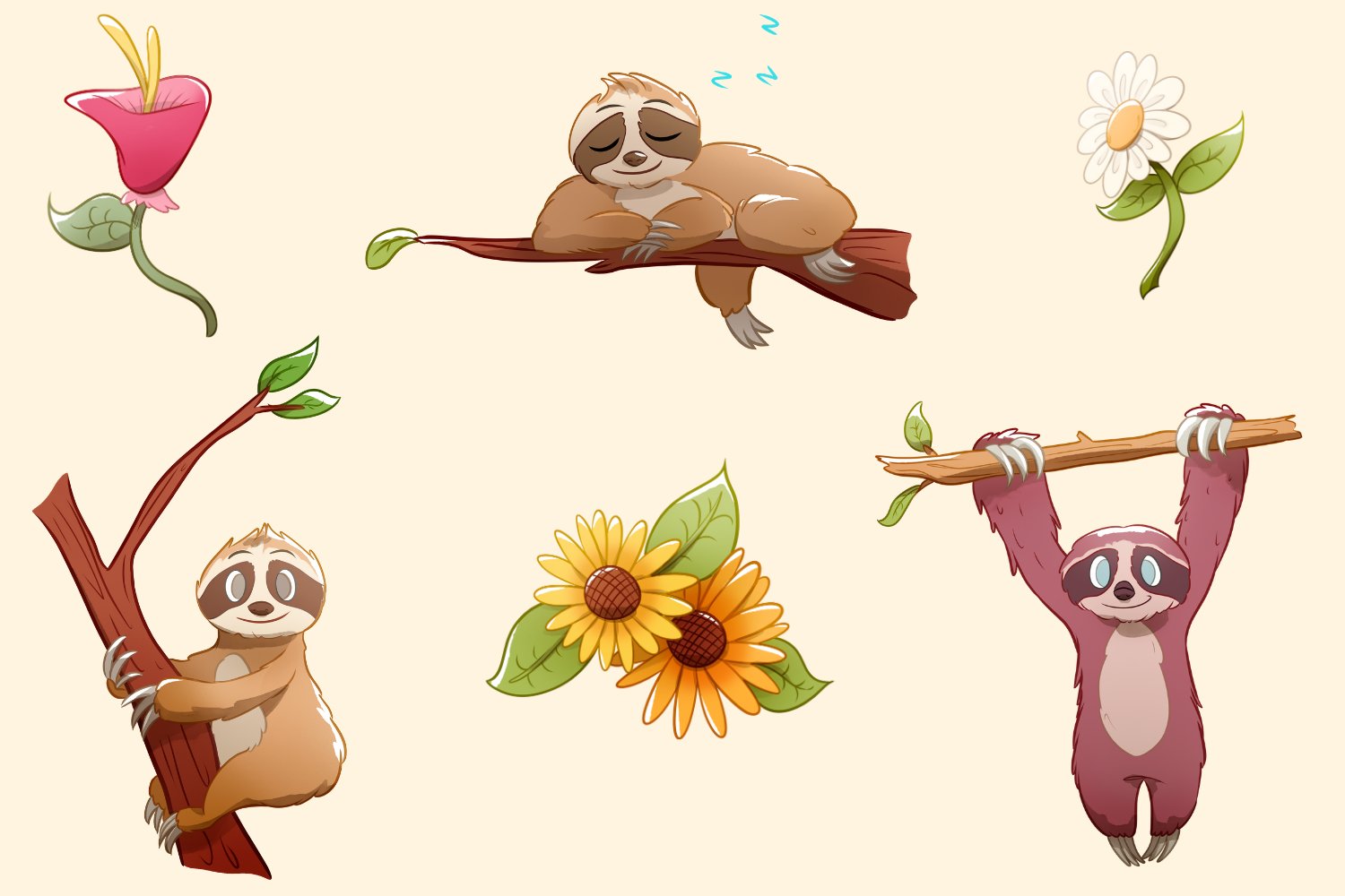 Sleepy Sloth Illustrations