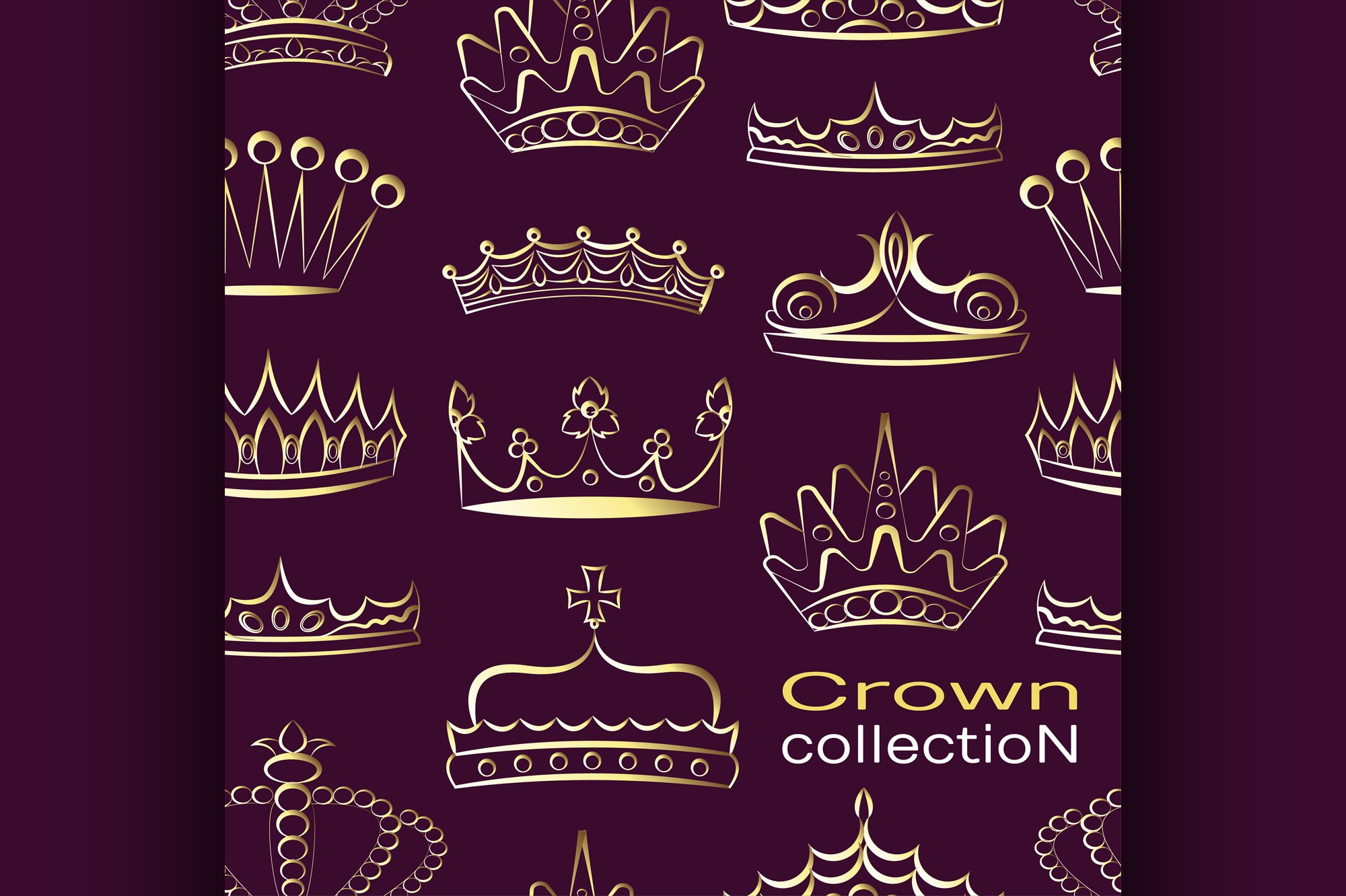 Crown collection pattern (665893) | Illustrations | Design Bundles