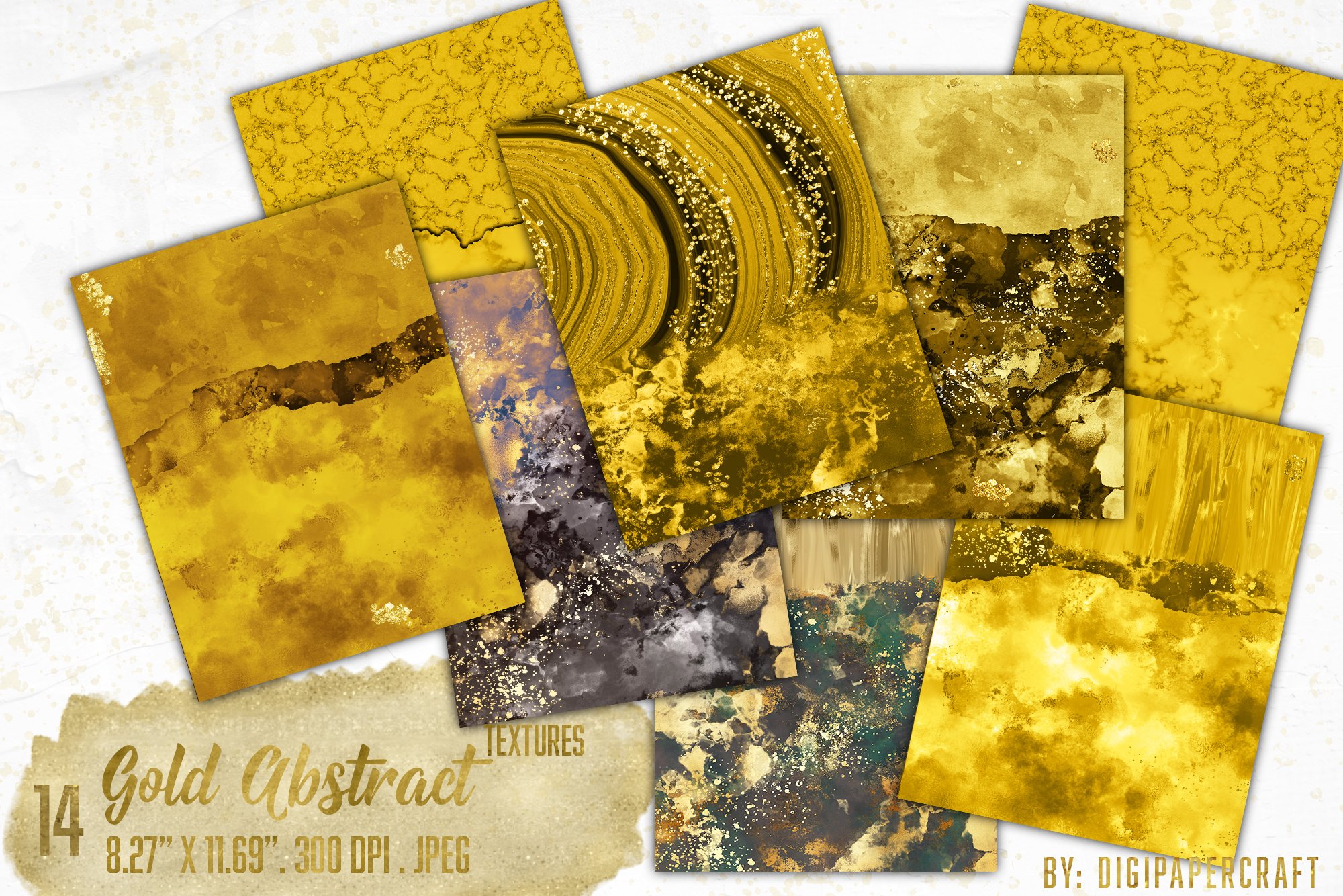 Gold Abstract Digital Paper, Gold Textures, Gold digital art (817848 ...