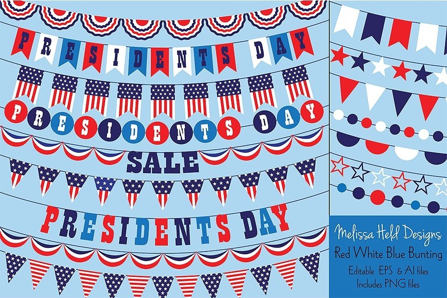 Red White And Blue Bunting Clip Art