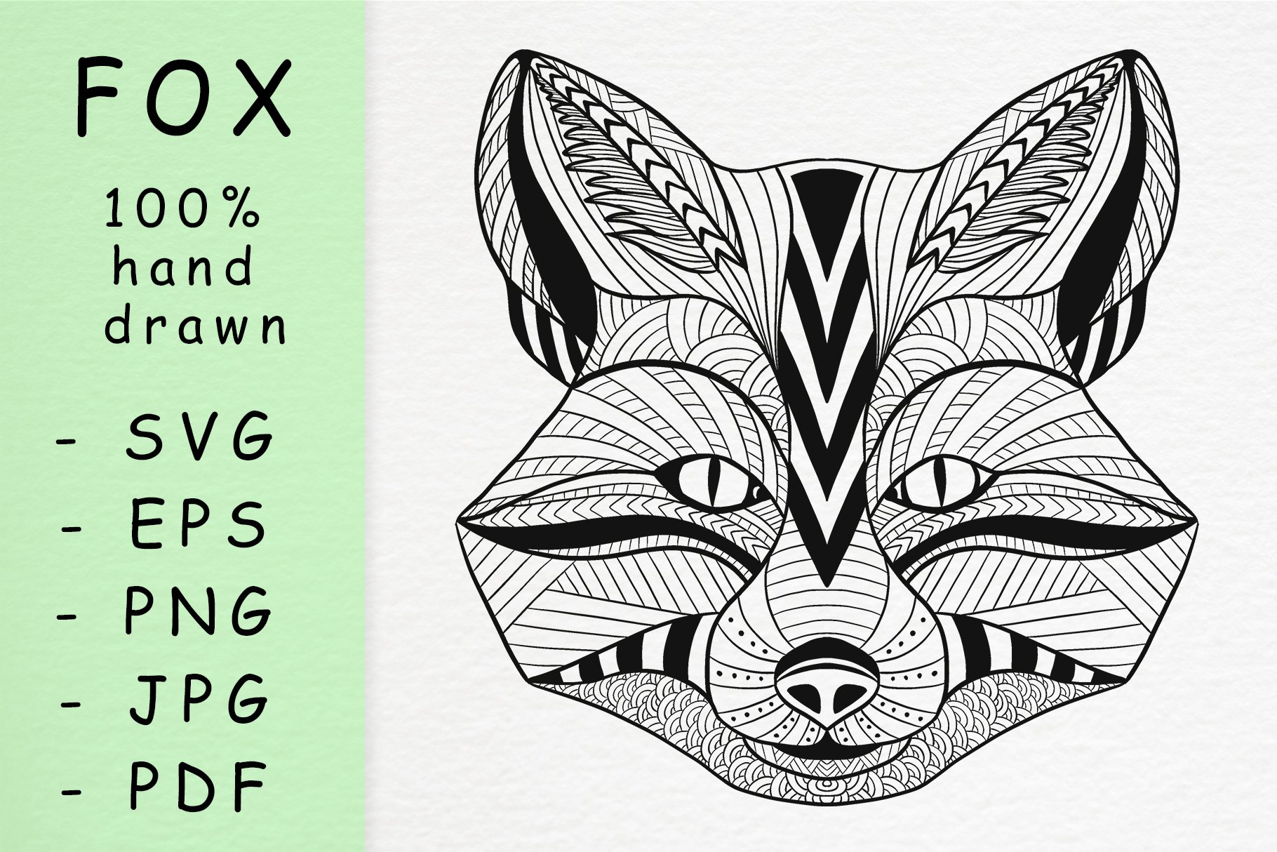 Hand drawn Fox head with patterns