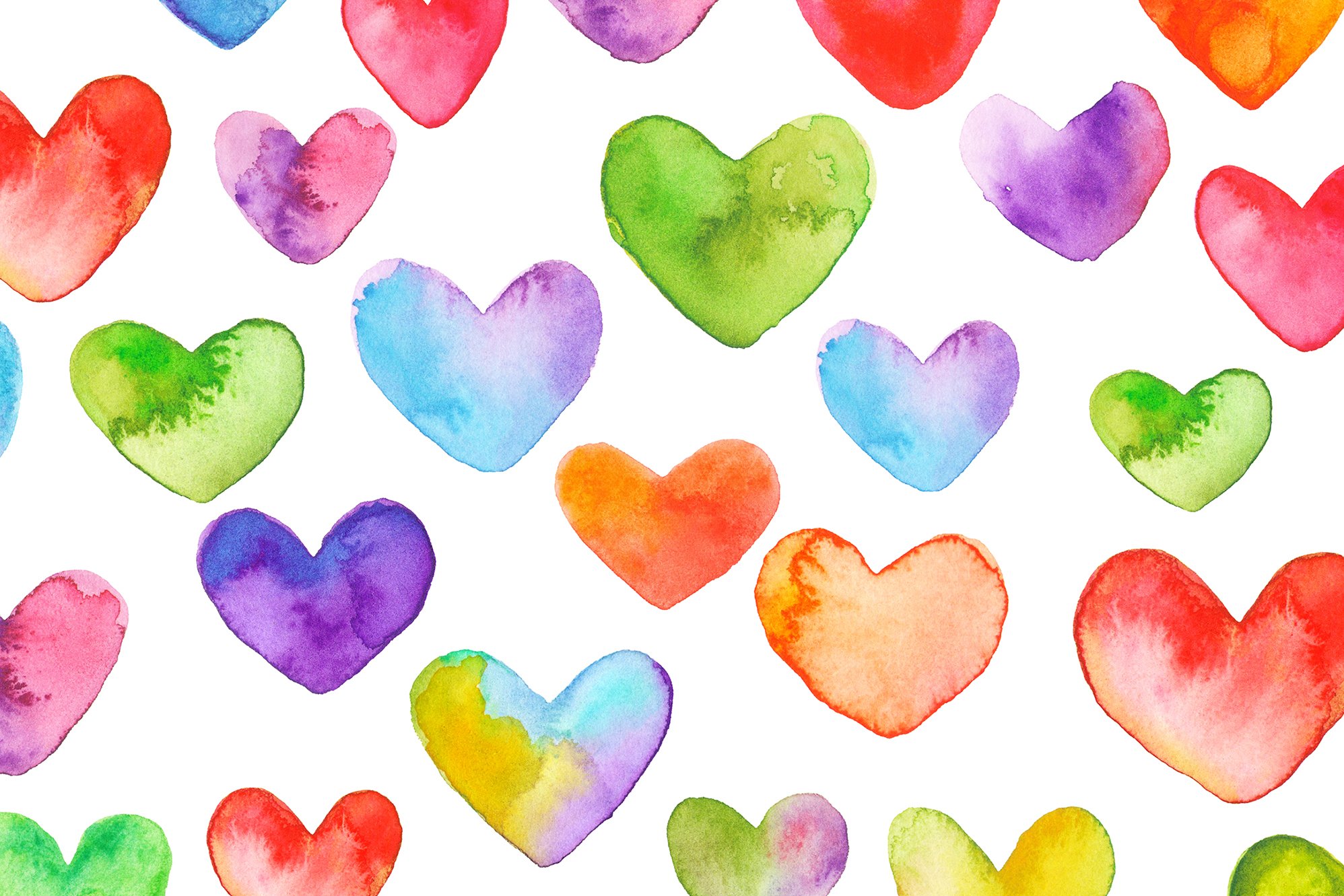 Seamless Patterns Set with Watercolor Hearts (513084) | Patterns ...