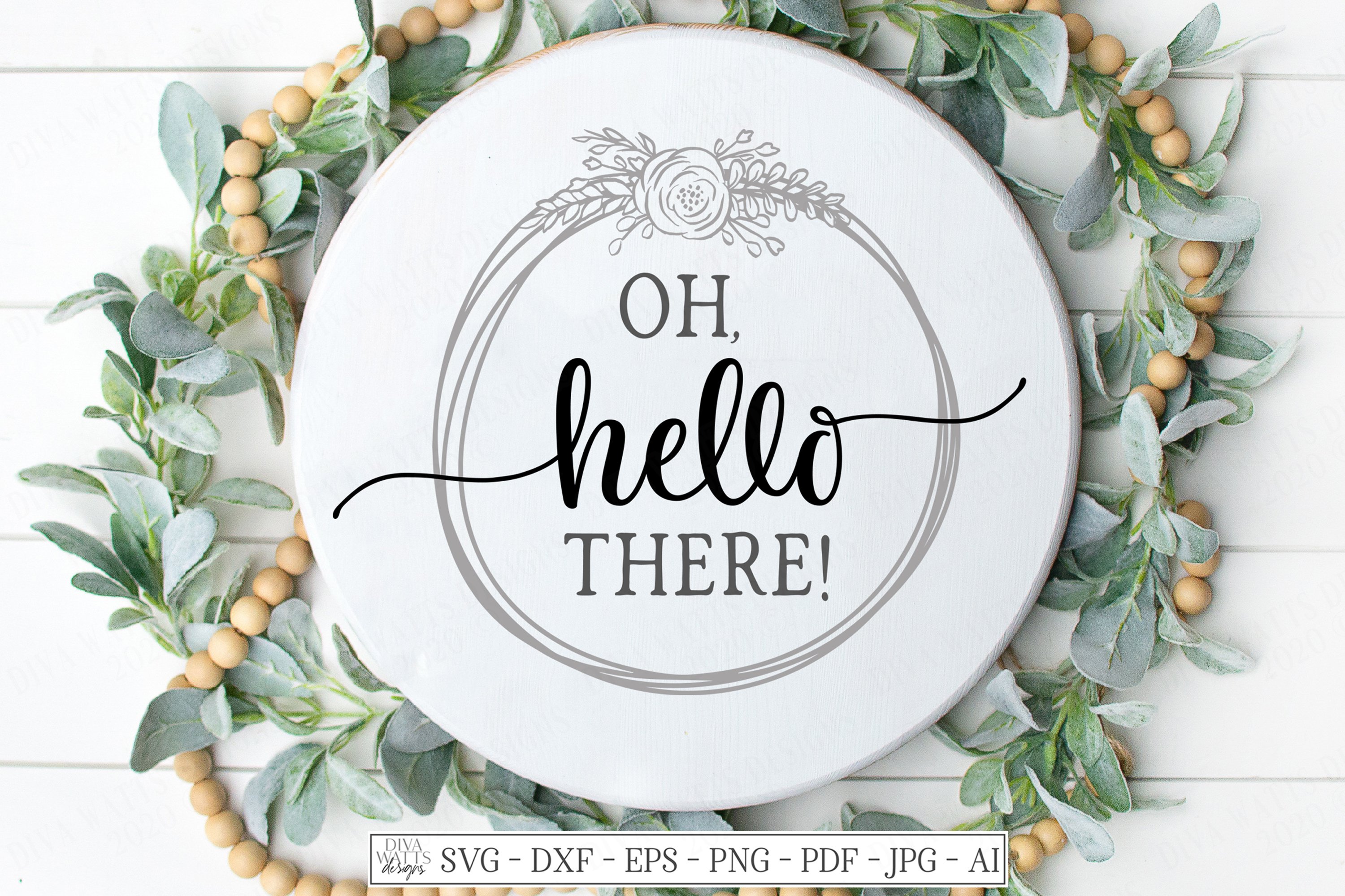 Oh Hello There - Farmhouse Wreath Welcome Sign - Round SVG (559295 ...