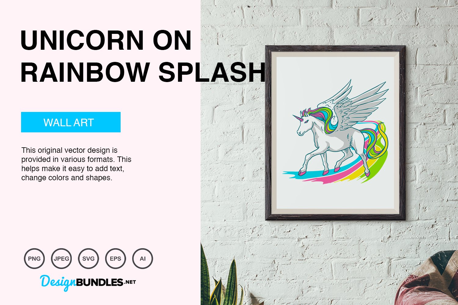 Unicorn on Rainbow Splash Vector Illustration