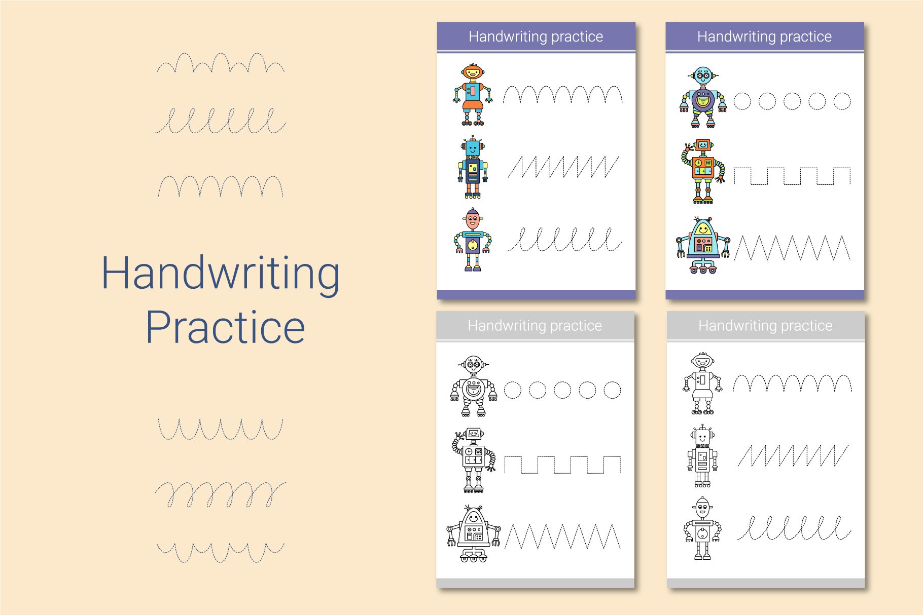 Robots Activities for kids. (985060) | Illustrations | Design Bundles