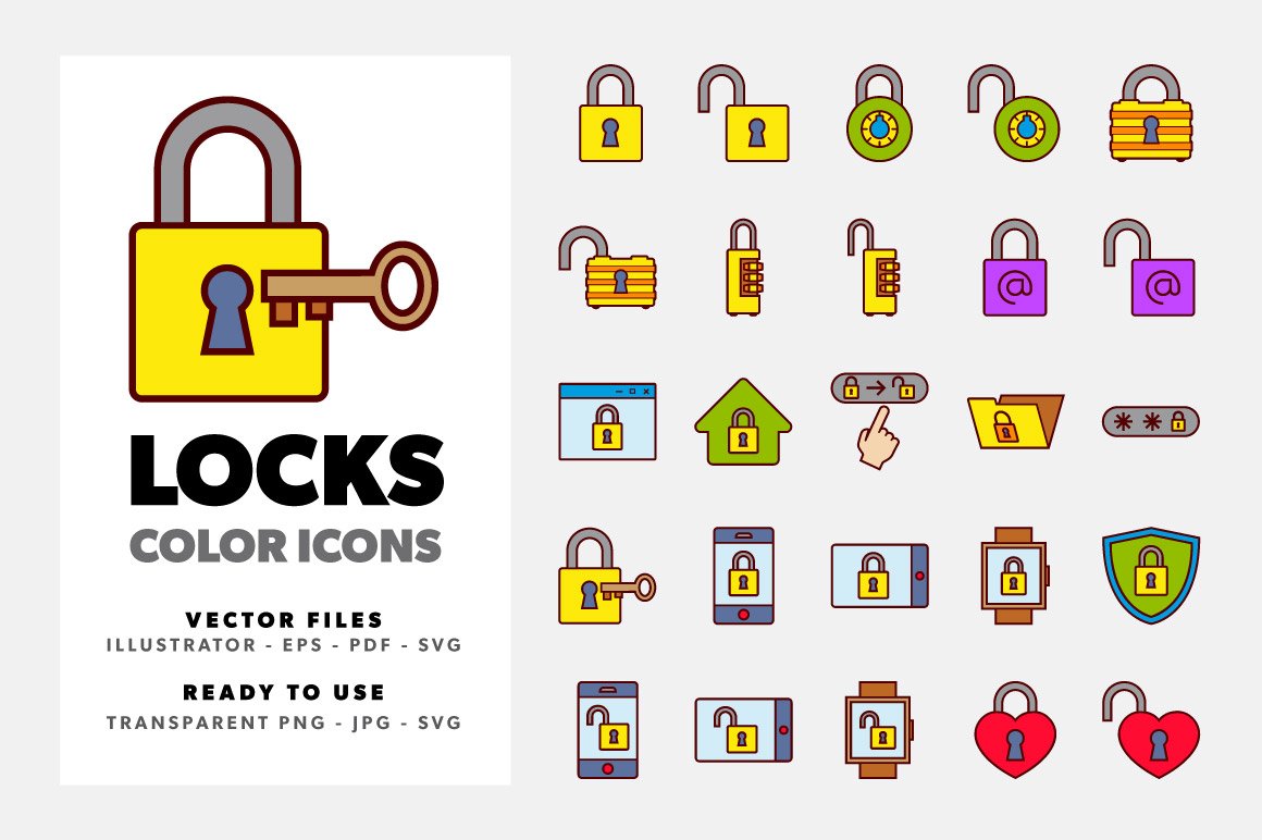 Locks Icon Set (575597) | Icons | Design Bundles