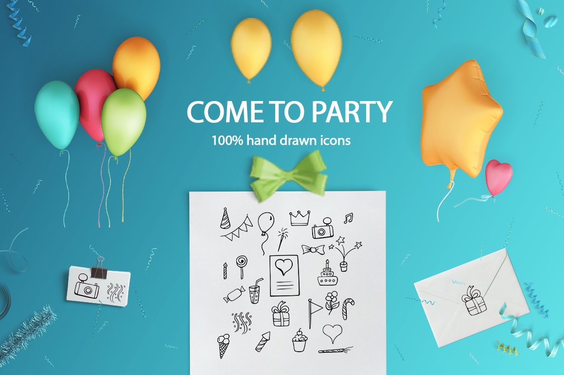 COME TO PARTY | hand drawn icons