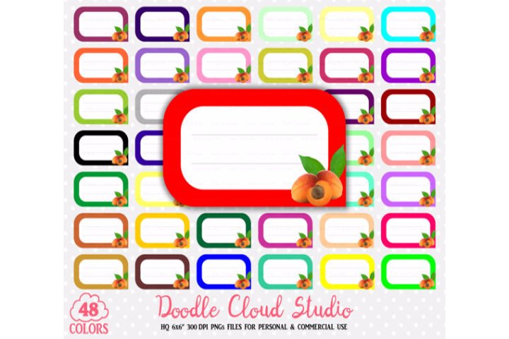 48 Colorful Peach Labels Clipart Fruit Apricot Labels Stickers Icons ...