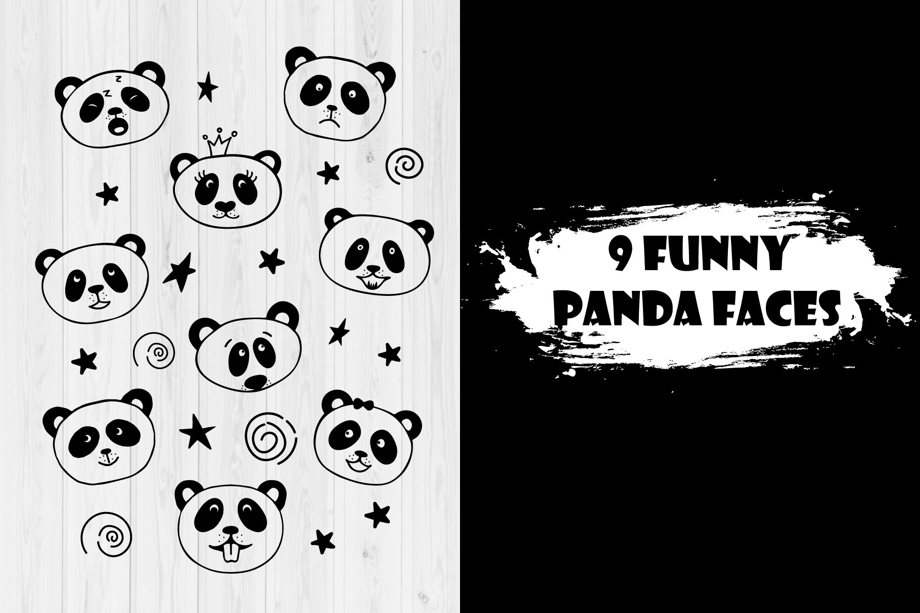 Collection of panda faces. (193315) | Icons | Design Bundles