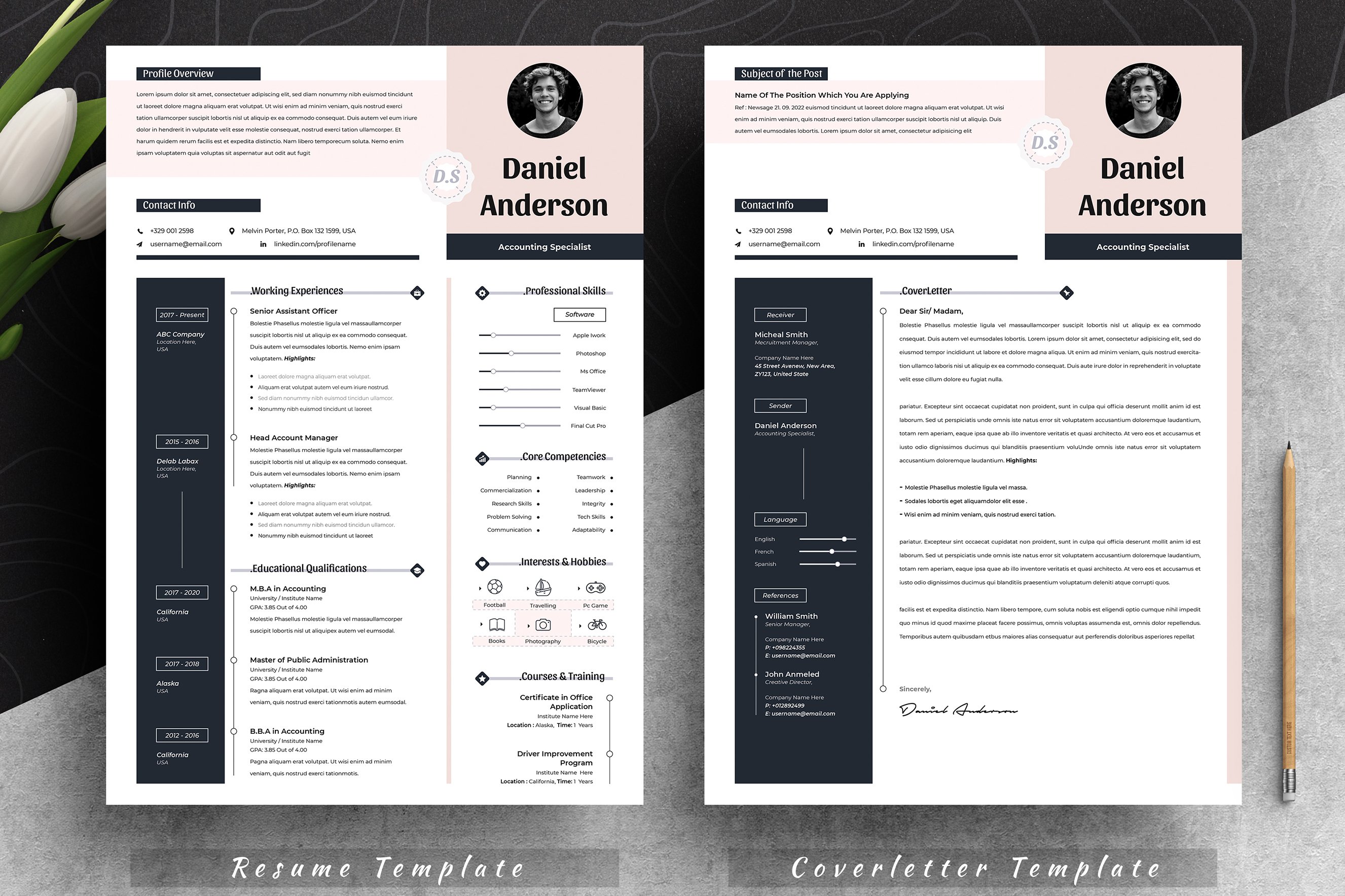 Modern Editable Resume Cv Template in Word Apple Pages (463474 ...