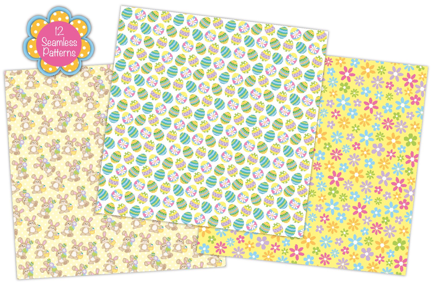 Easter digital papers, Easter seamless patterns, Bunny (85935 ...