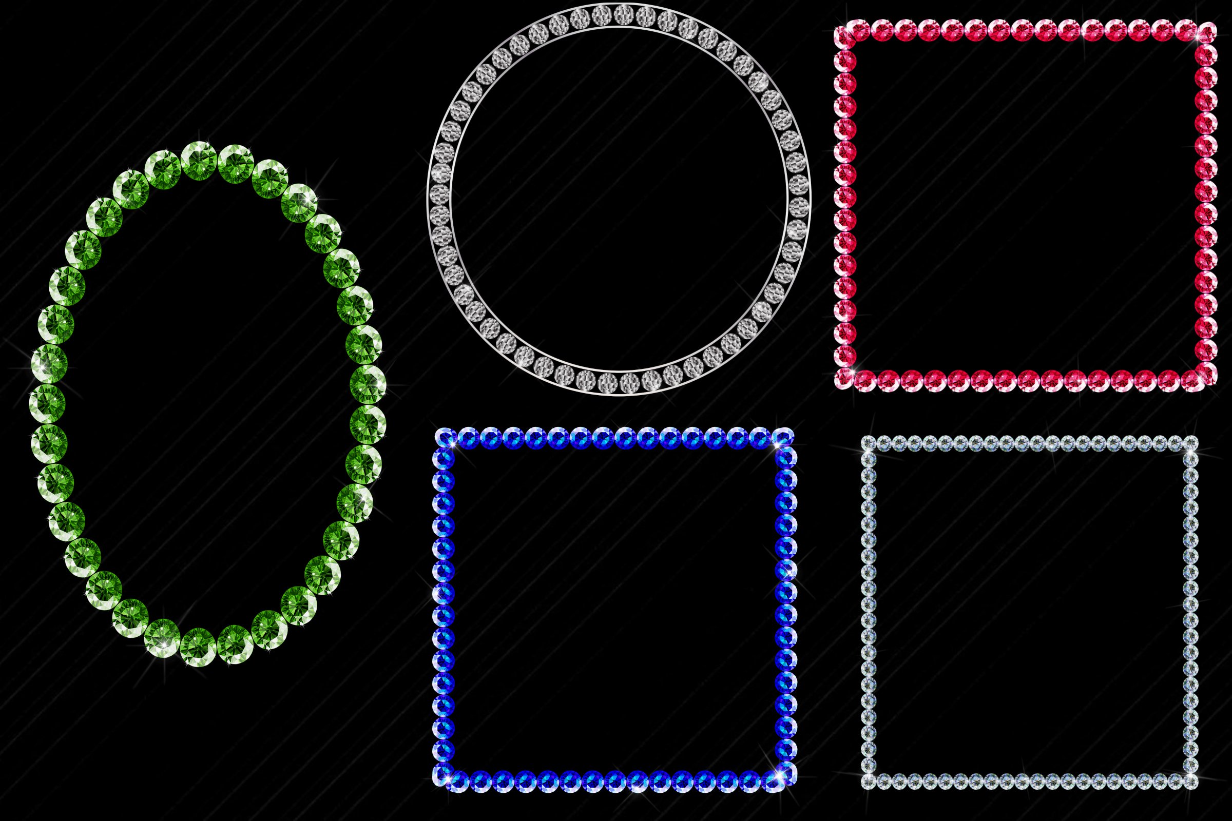 Gemstone/Diamonds Frames Clip Art (564398) | Illustrations | Design Bundles