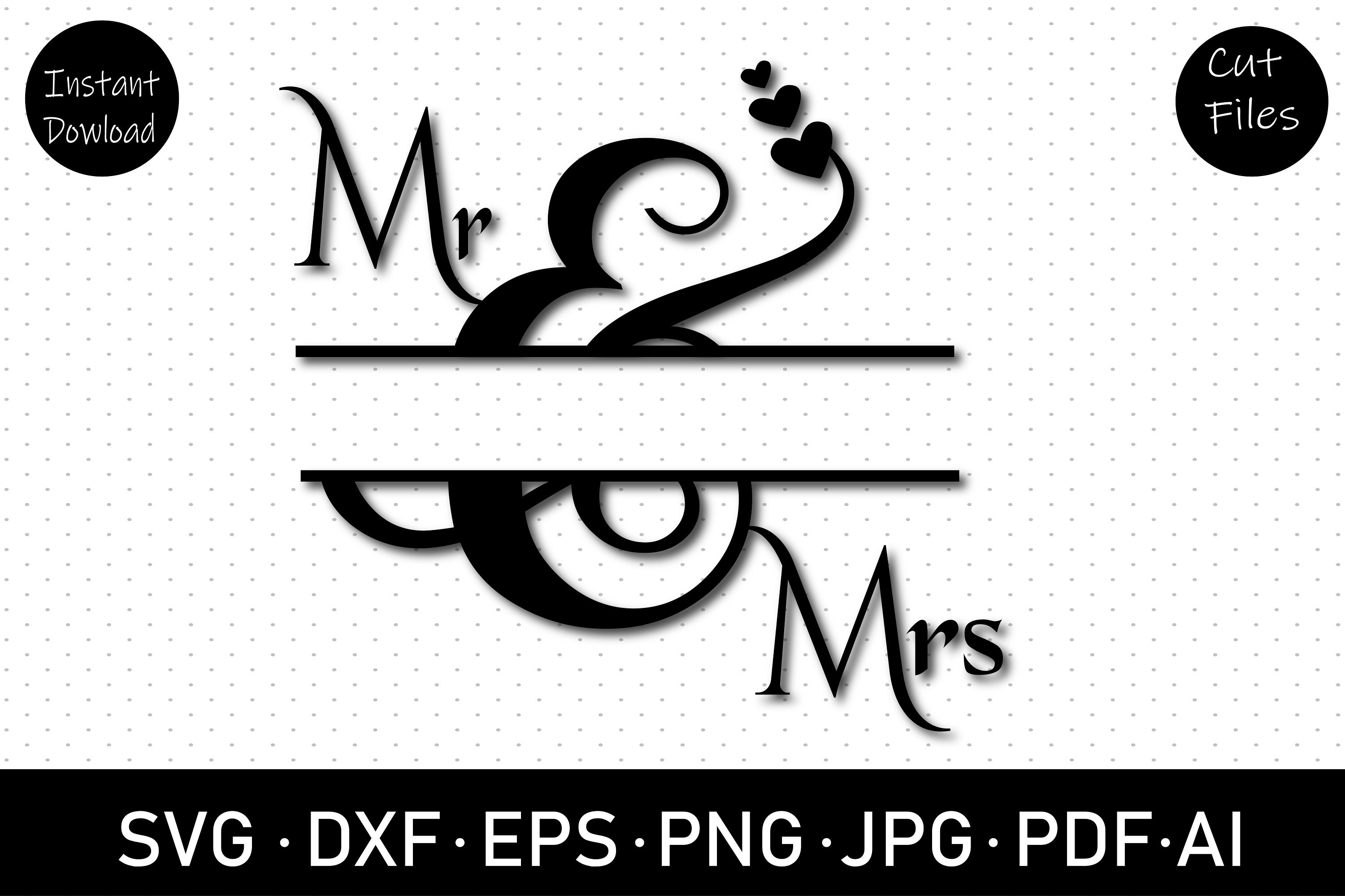 Wedding Split Monogram SVG, Mr & Mrs split monogram cut file (1226319 ...