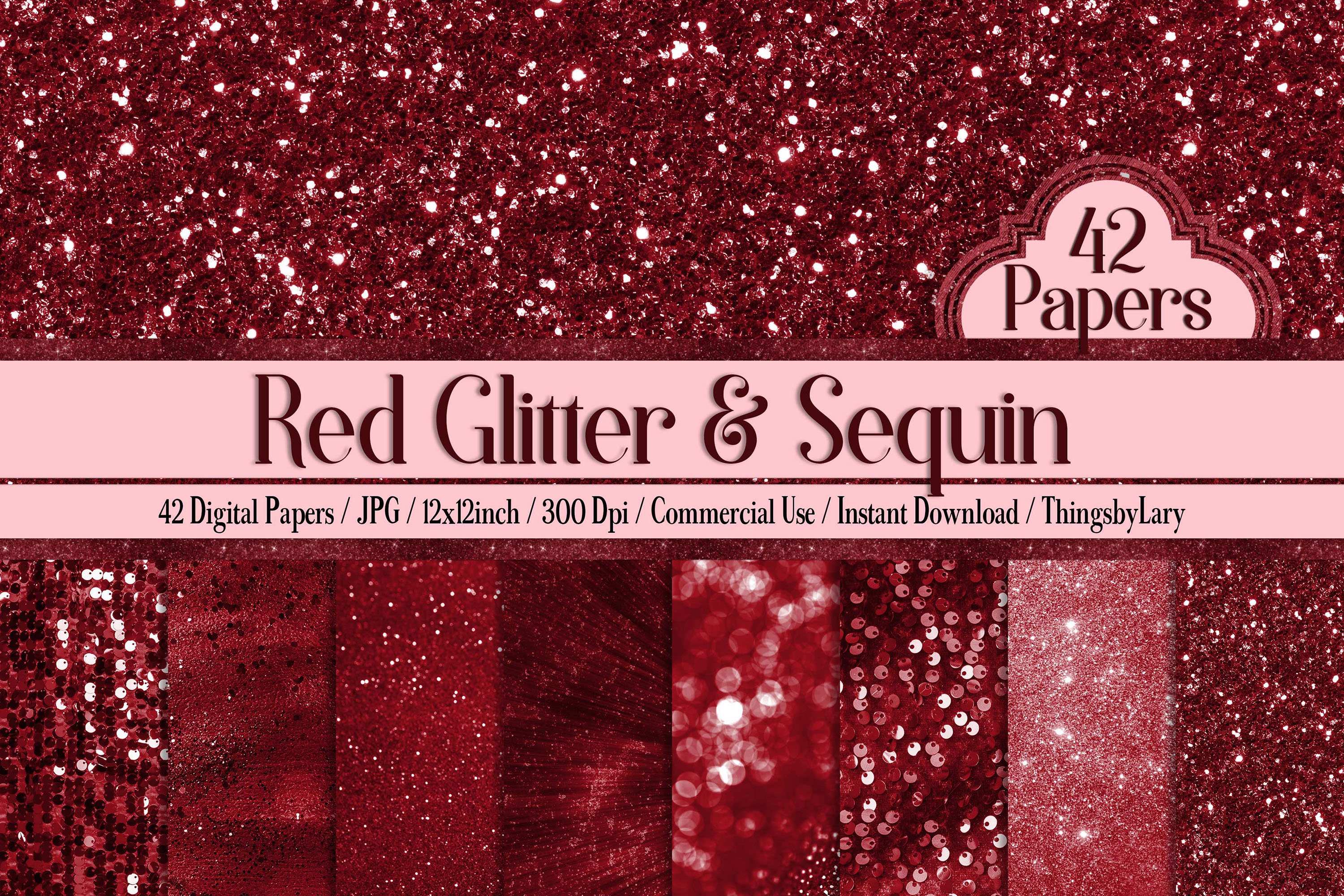 42 Red Glitter Sequin Tinsel Shimmering Digital Papers (357346 ...