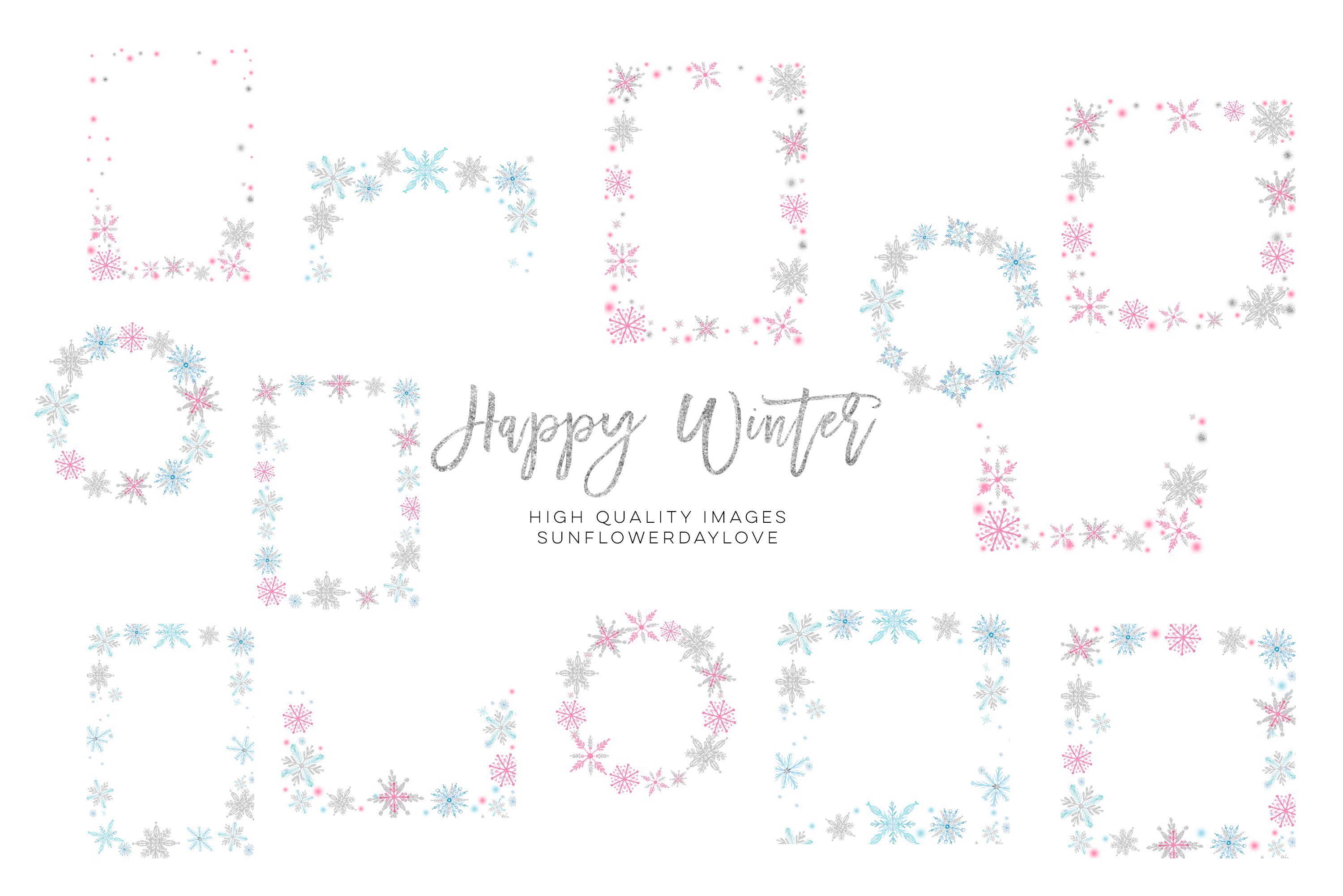 Snow snowflakes border,Snowflakes overlays (1016342) | Illustrations ...