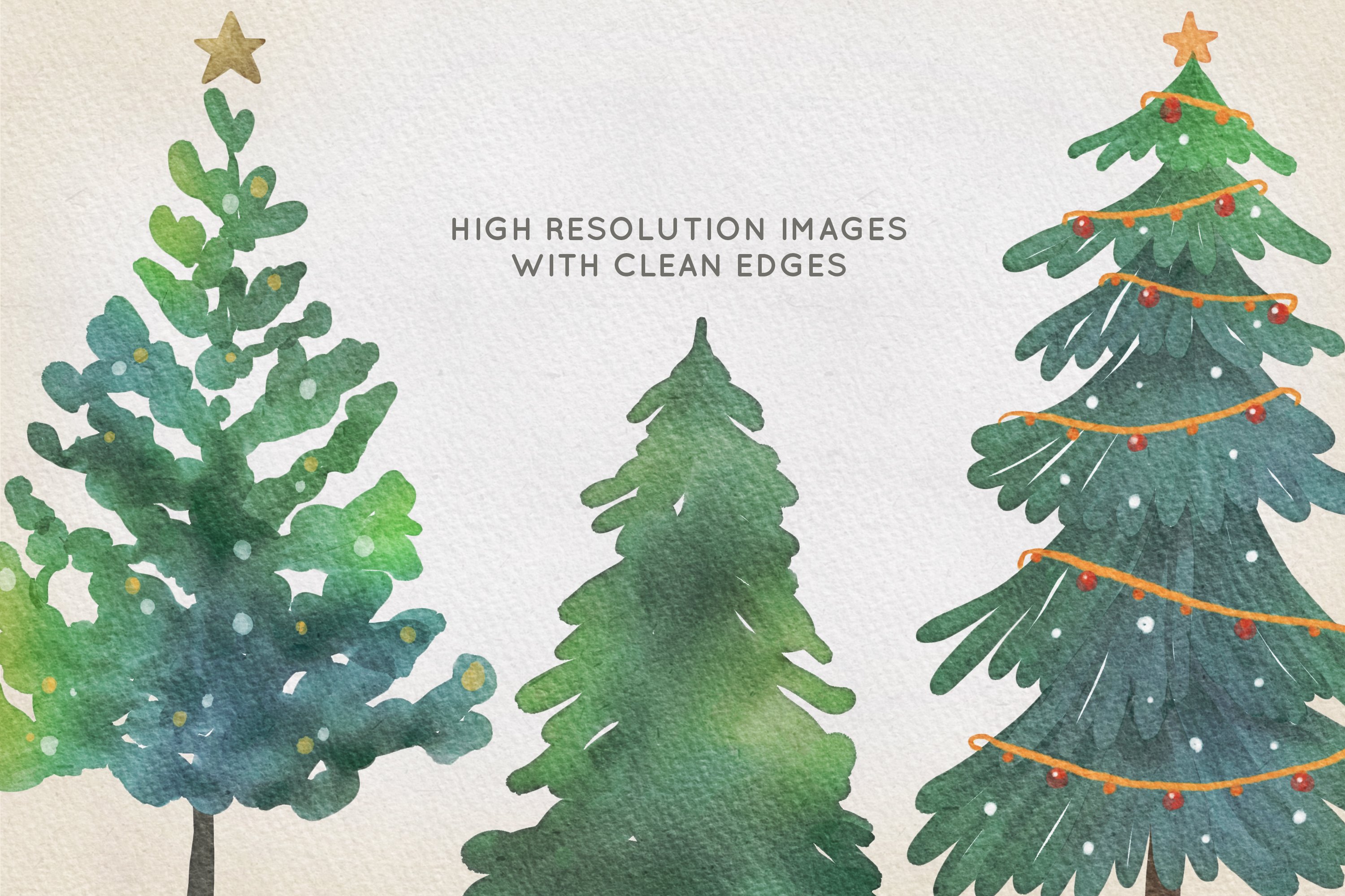 Watercolor Christmas Trees Clip Art png (1007381) | Illustrations ...