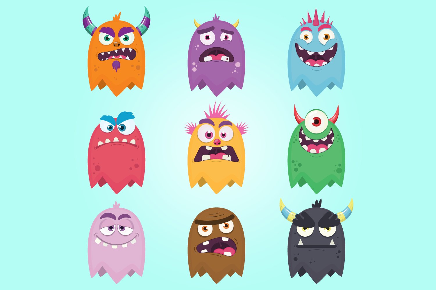 Monster Bash Clipart Bundle, Cute Monsters, PNG, JPEG, EPS (377748 ...