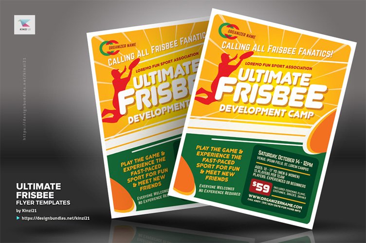 Ultimate Frisbee Flyer Templates (668530) | Flyers | Design Bundles