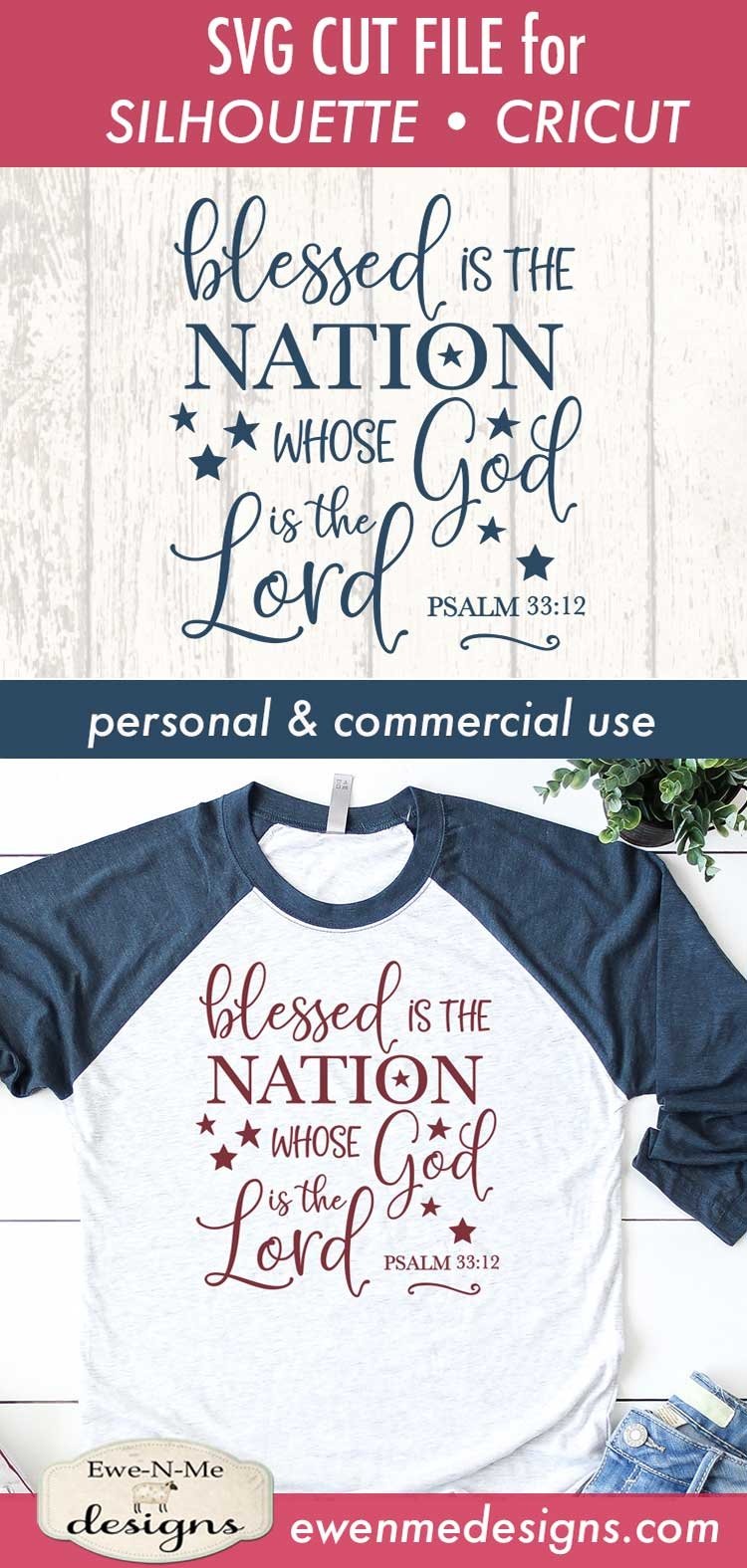 Blessed Is Nation - Psalm 33 12 - 4th July - Christian SVG (262720 ...