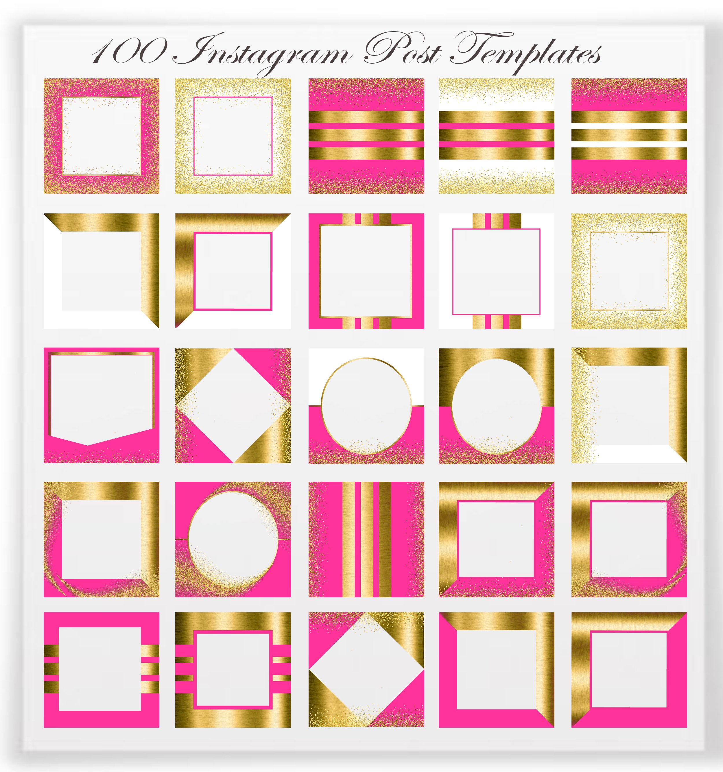 Instagram Post Templates Bright Pink Gold, Instagram frames (931004 ...