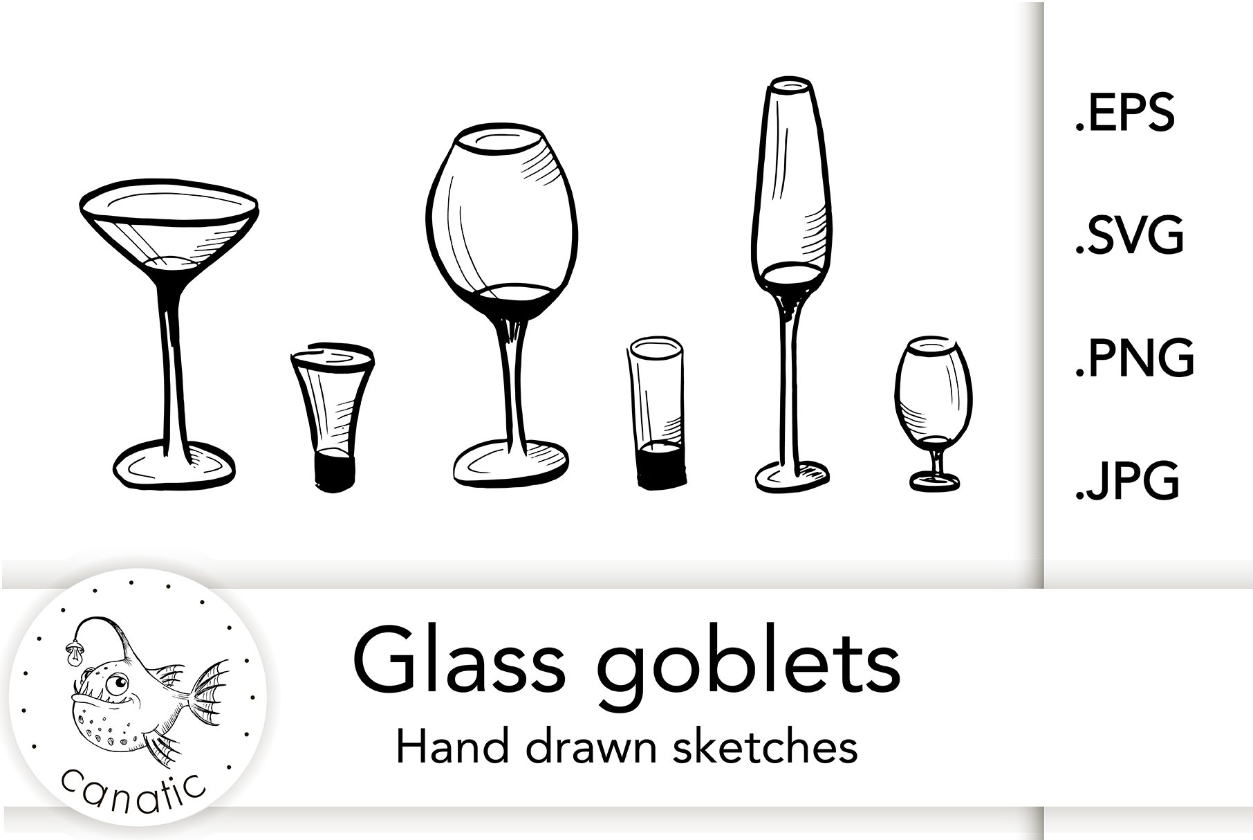 Glass goblets. Hand drawn sketches. EPS/SVG/PNG/JPG (1110380 ...